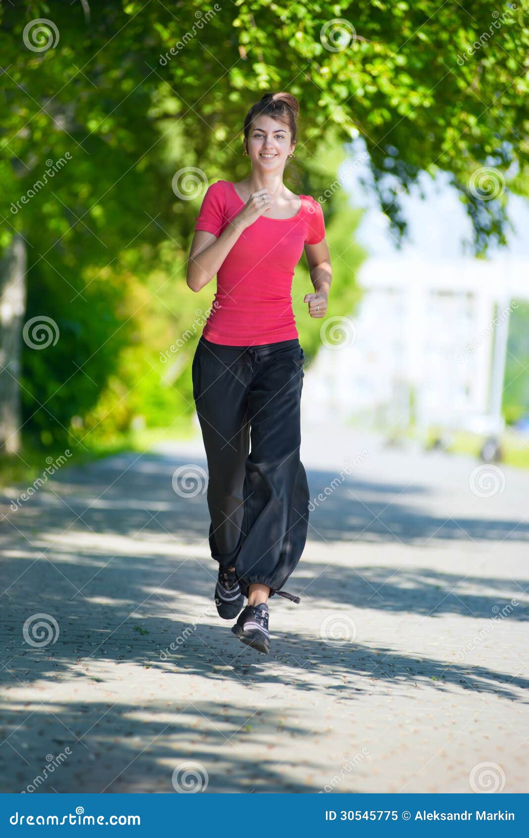 Runner - Woman Running Outdoors in Green Park Stock Image - Image of ...