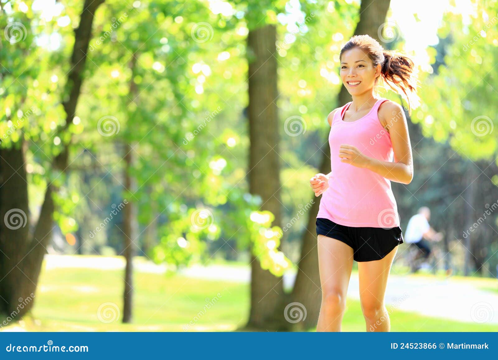 Runner - Woman Running in Park Stock Photo - Image of mixed, fitness ...