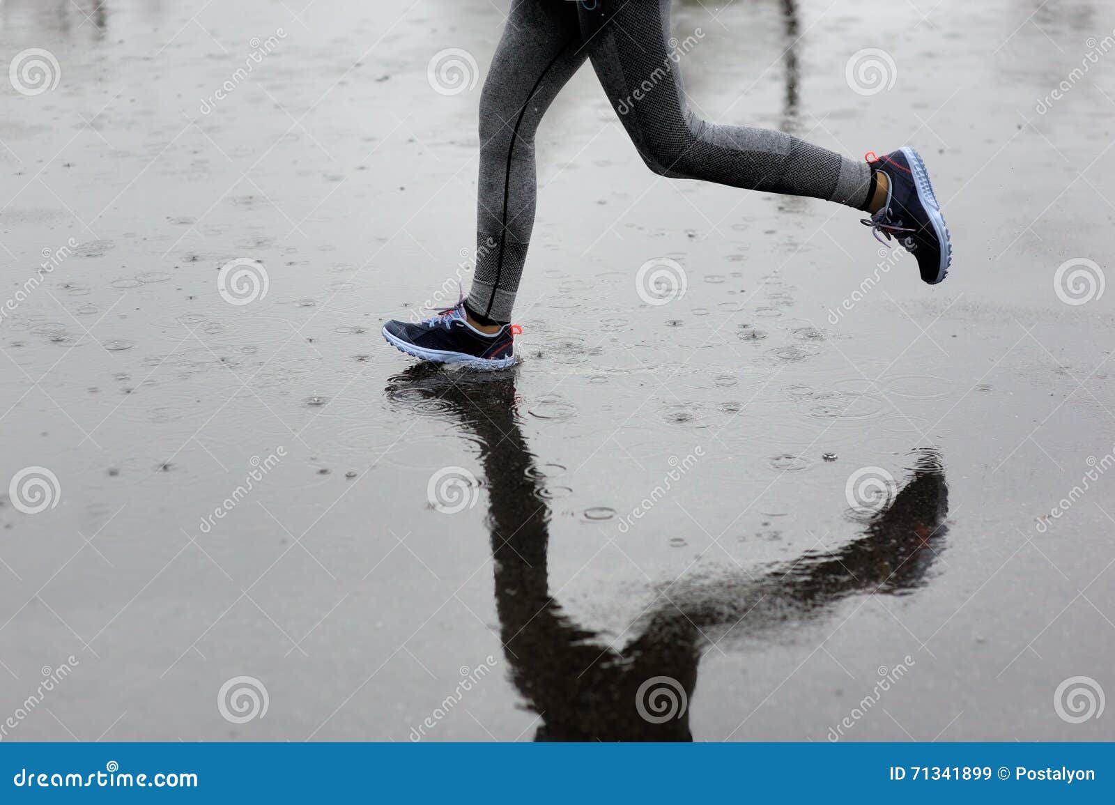 Runner Woman Running in Park in the Rain. Jogging Training for M Stock ...