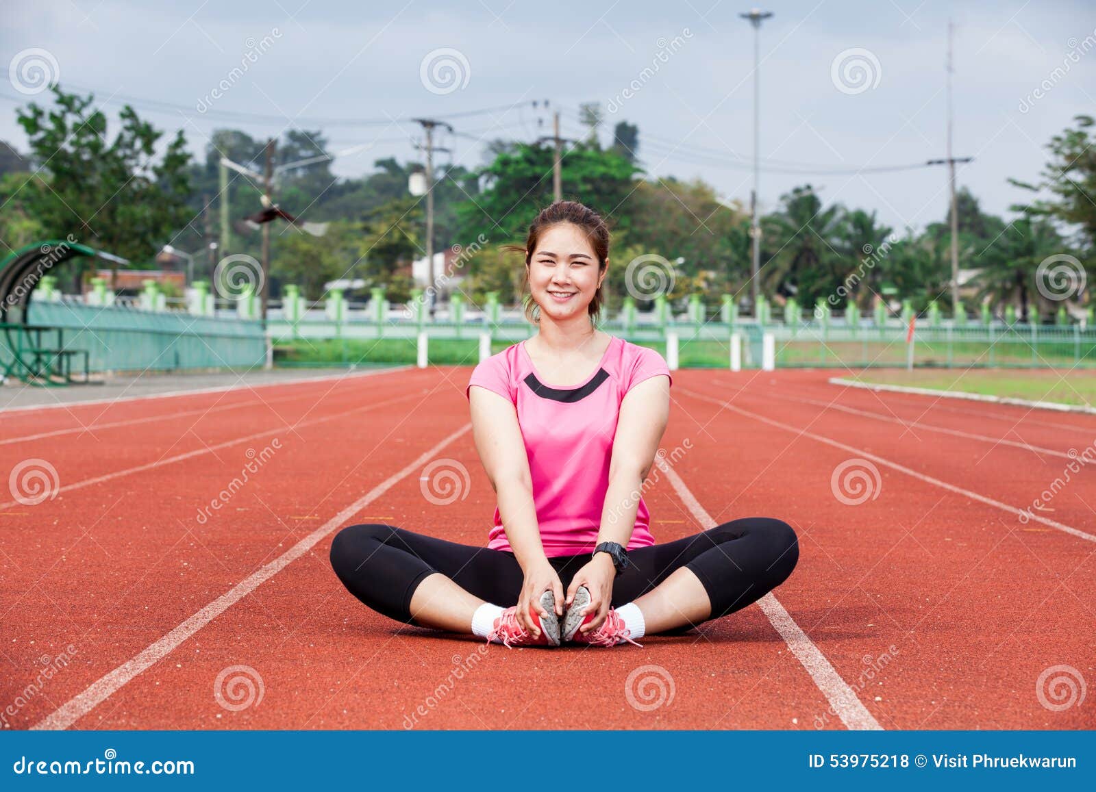 Runner woman smiling stock photo. Image of lifestyle - 53975218