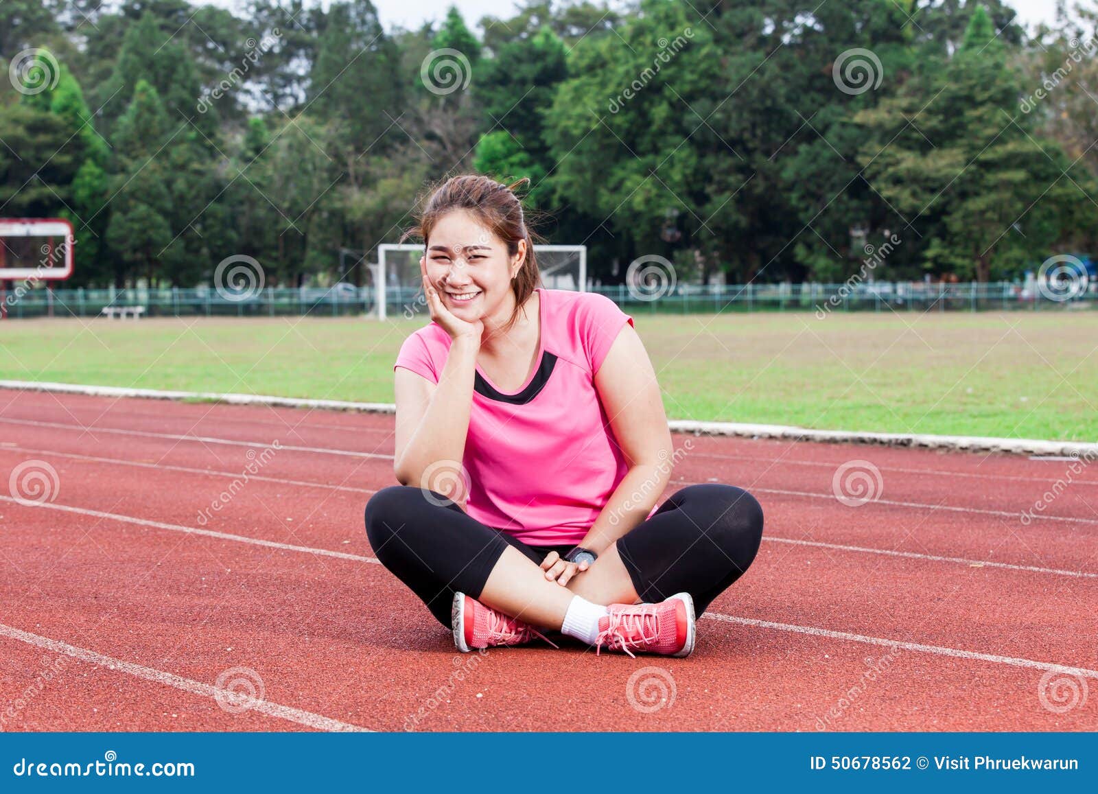 Runner Woman Smiling on a Track Stock Photo - Image of living, body ...
