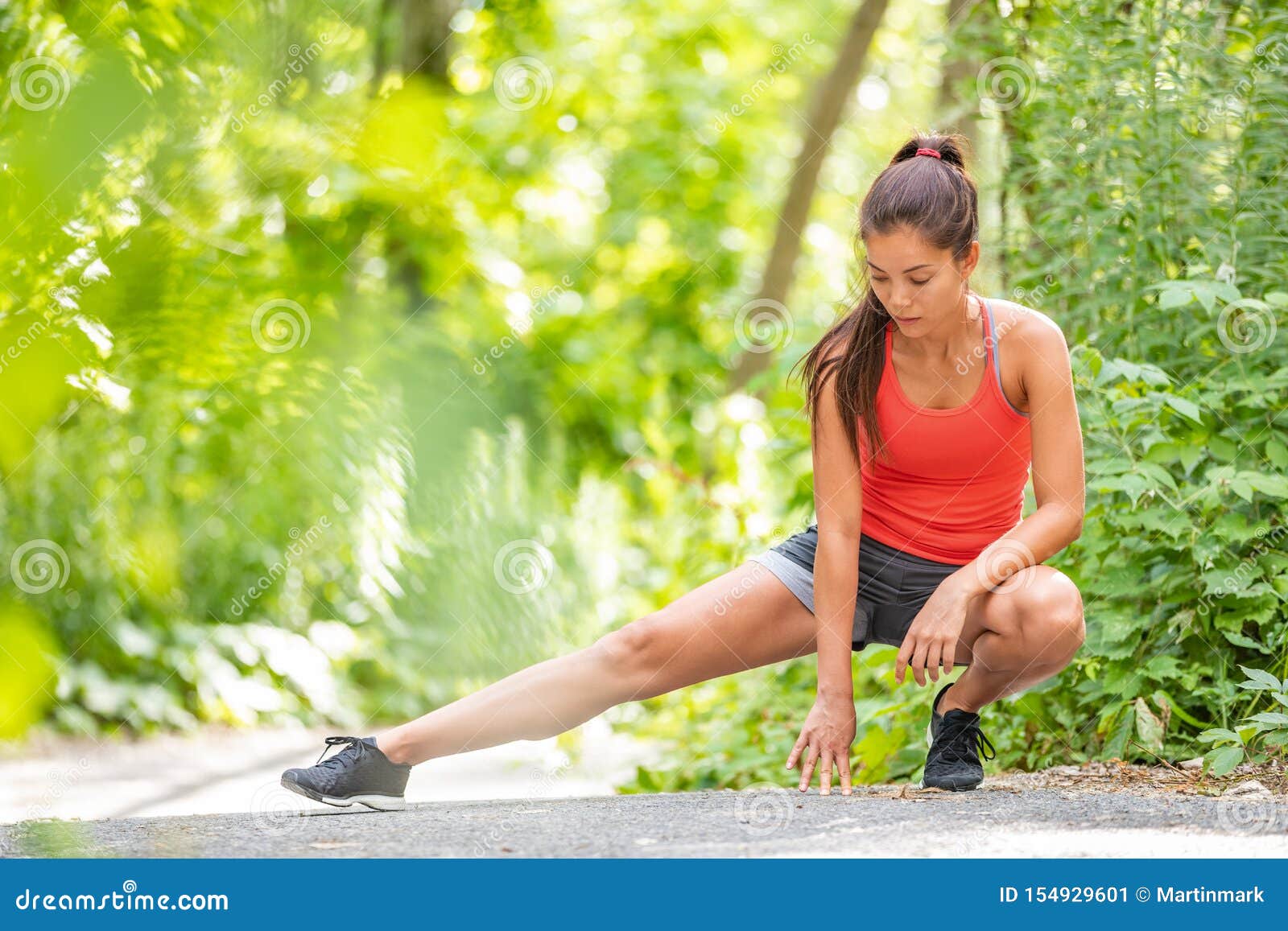 Runner Woman Stretching Leg Running Workout Run Girl Doing Legs