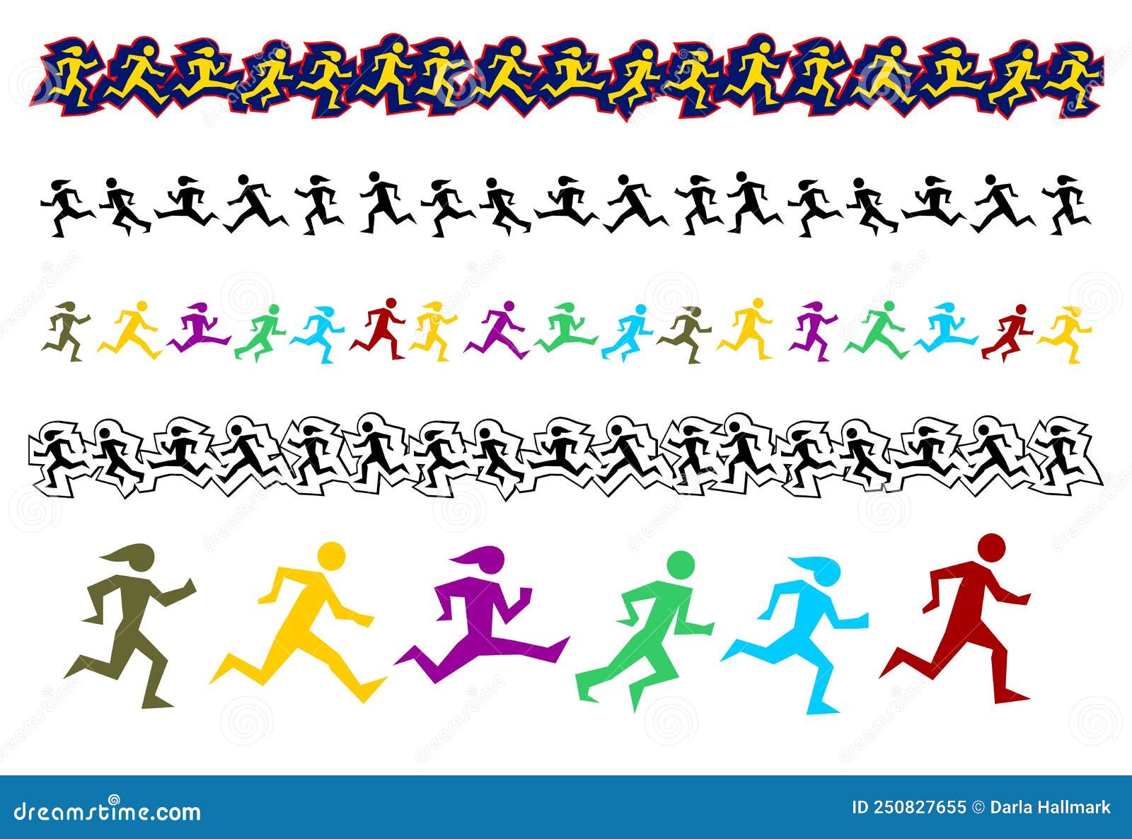 Runners Border Designs in Rainbow Colors Stock Vector - Illustration of ...