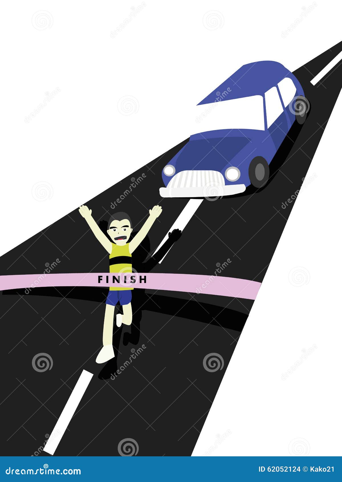 Runners chased the car stock vector. Illustration of mirror - 62052124