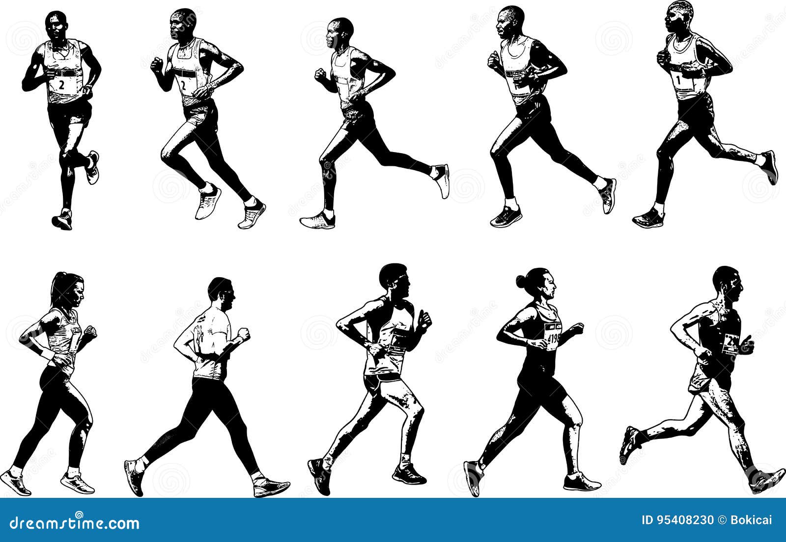 Runners Collection, Sketch Illustration Stock Vector - Illustration of ...
