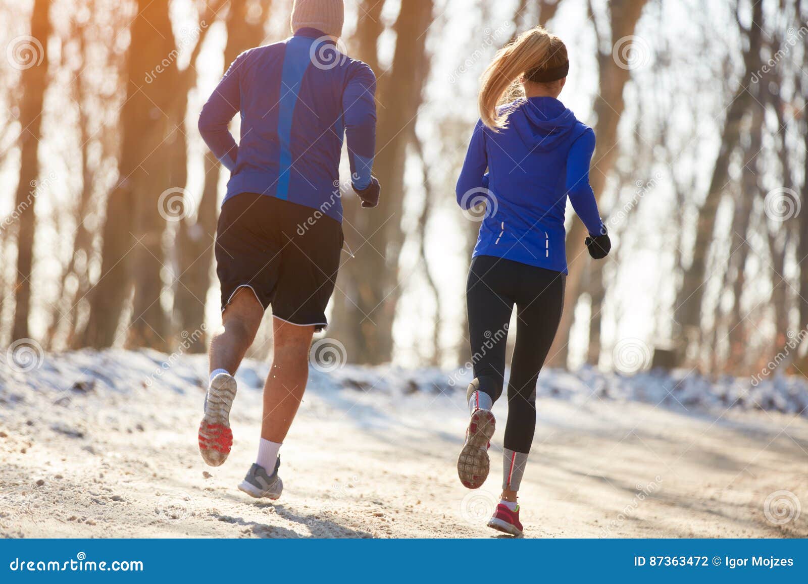 Runners Couple Running in Park Stock Photo - Image of colorful, person ...
