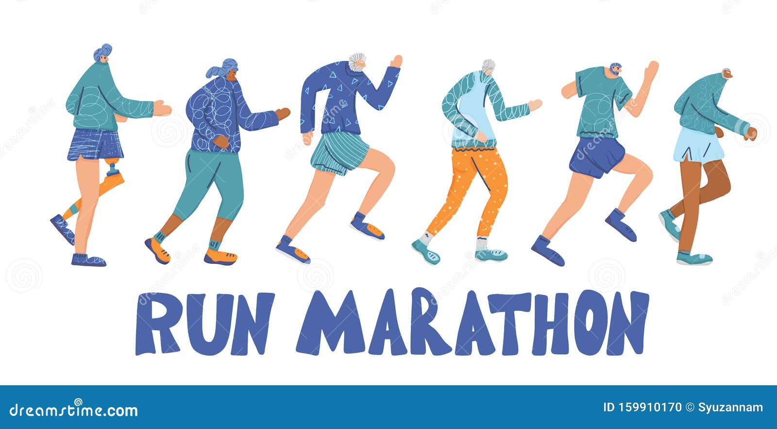 Runners Group Different Persons Vector Flat Design Stock Vector ...