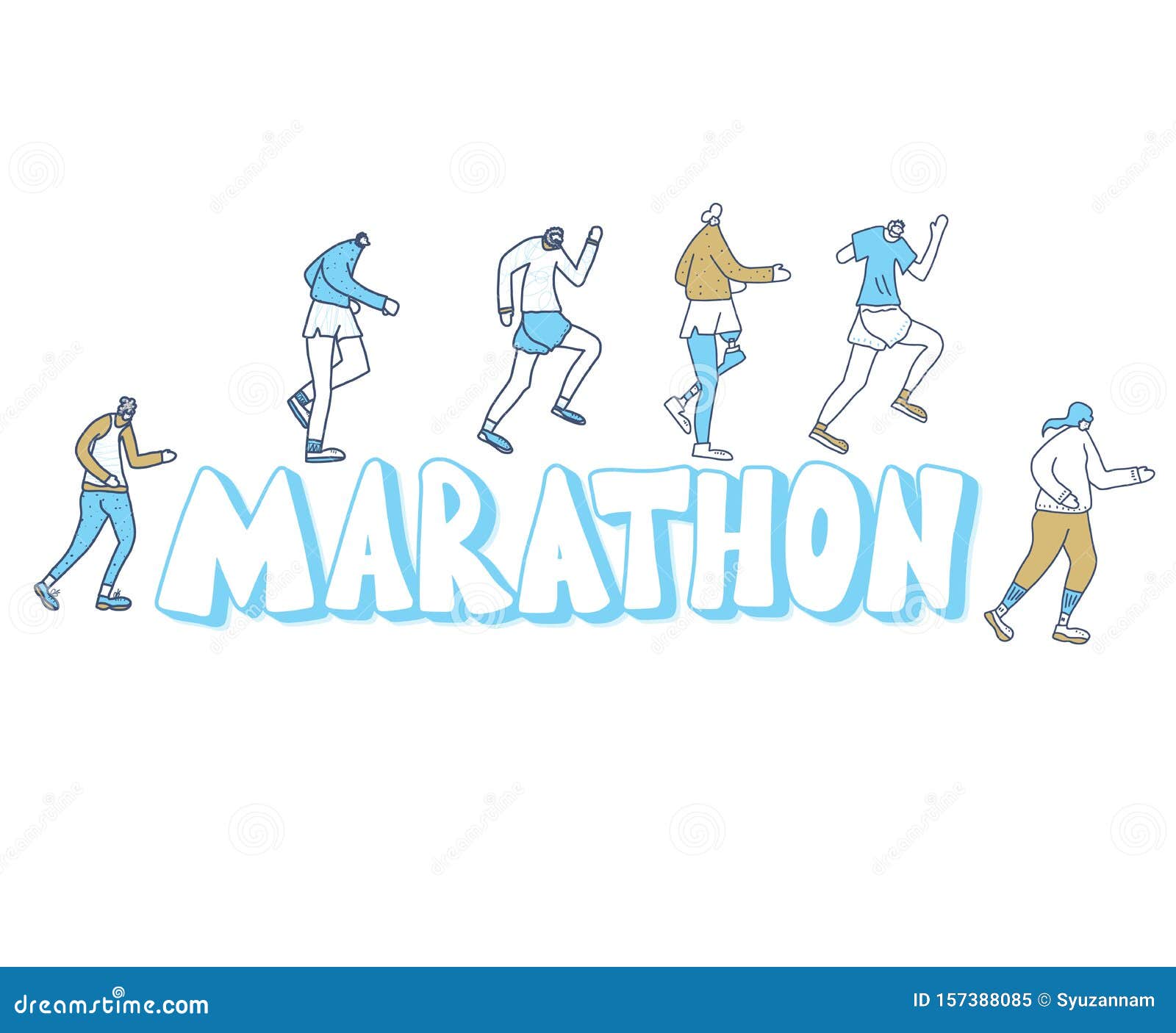 Runners Group Different Persons Vector Flat Design Stock Vector ...