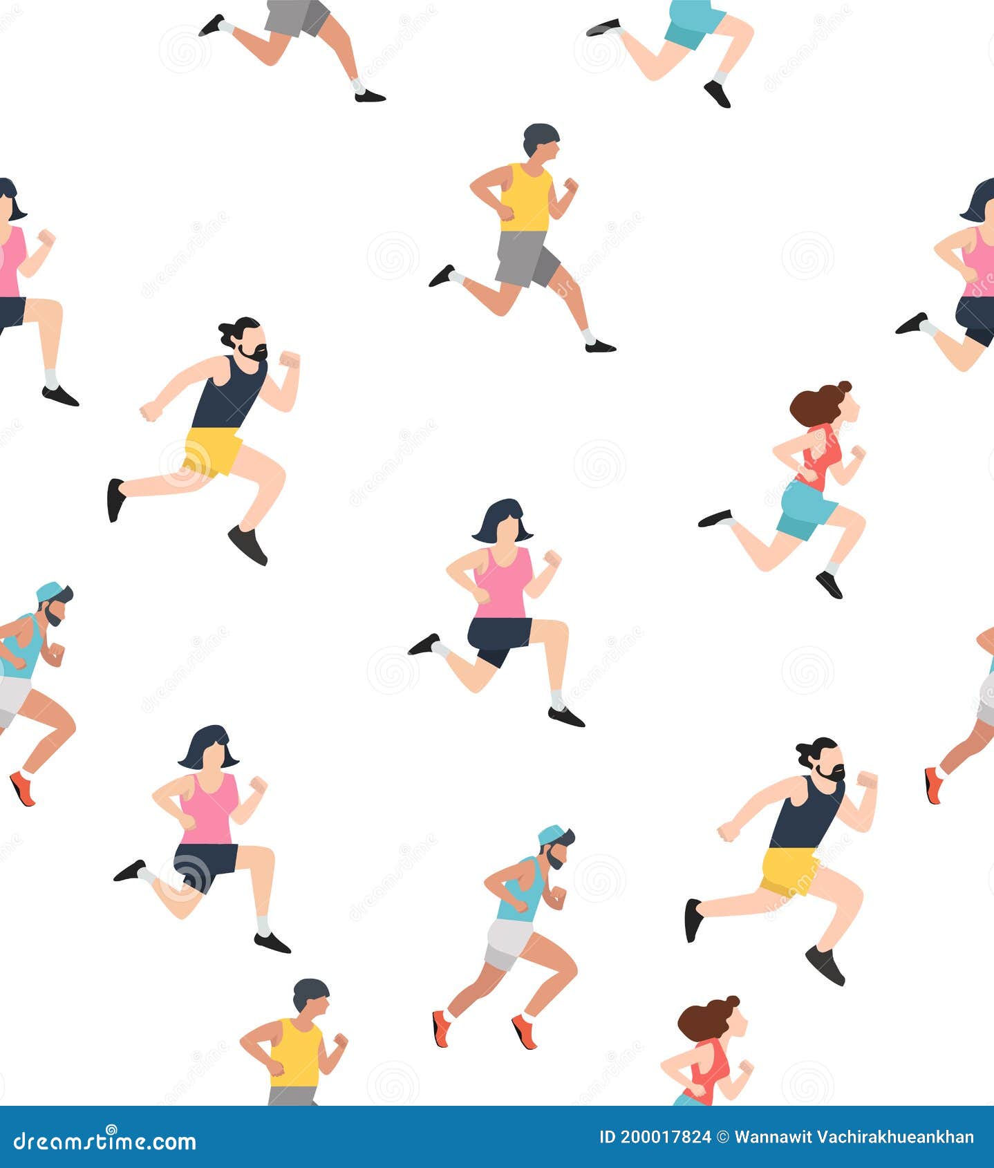 Runners Group Men and Women Seamless Pattern Stock Vector ...