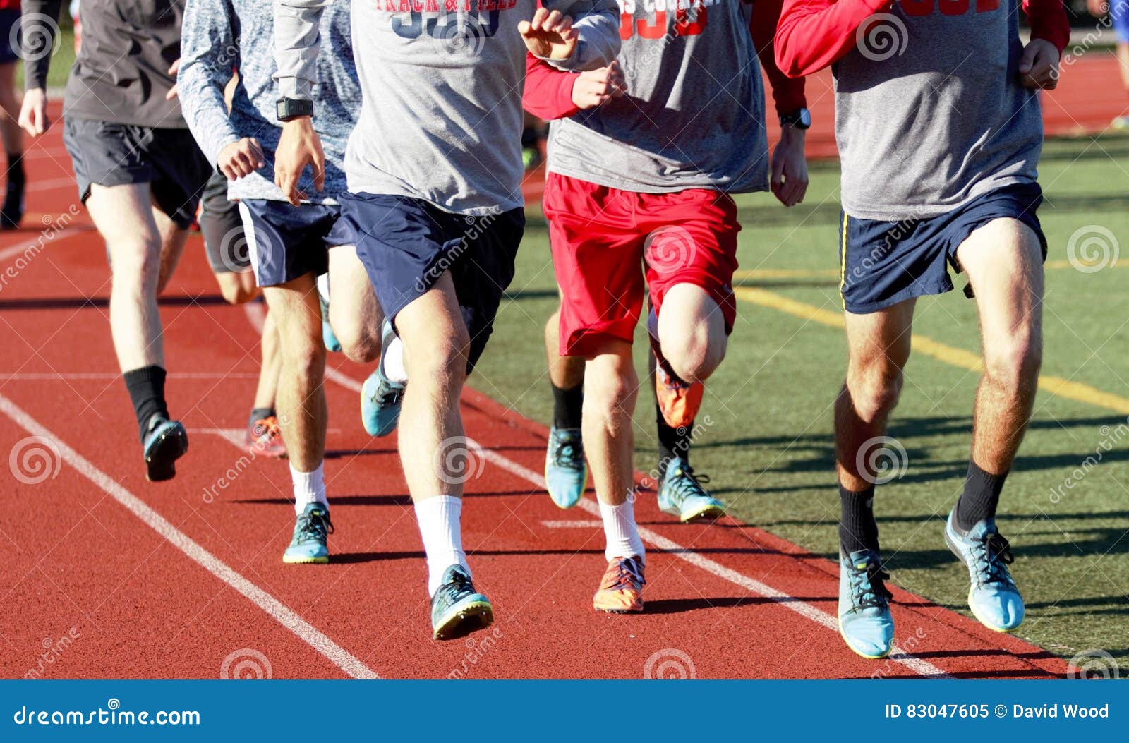 Runners Group Training on a Red Track Stock Image - Image of athletics ...