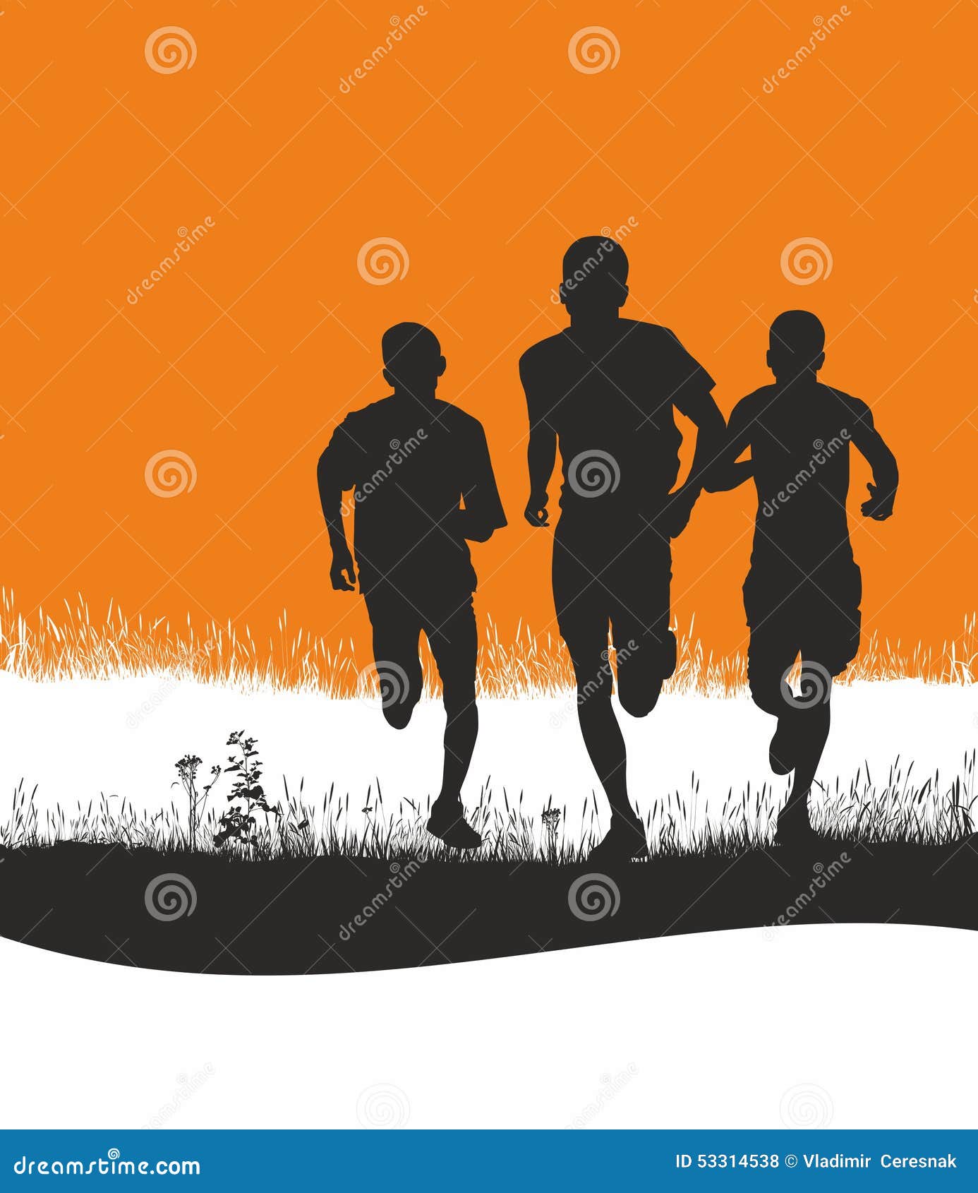 Three Runners - Continuous Line Drawing Cartoon Vector | CartoonDealer ...