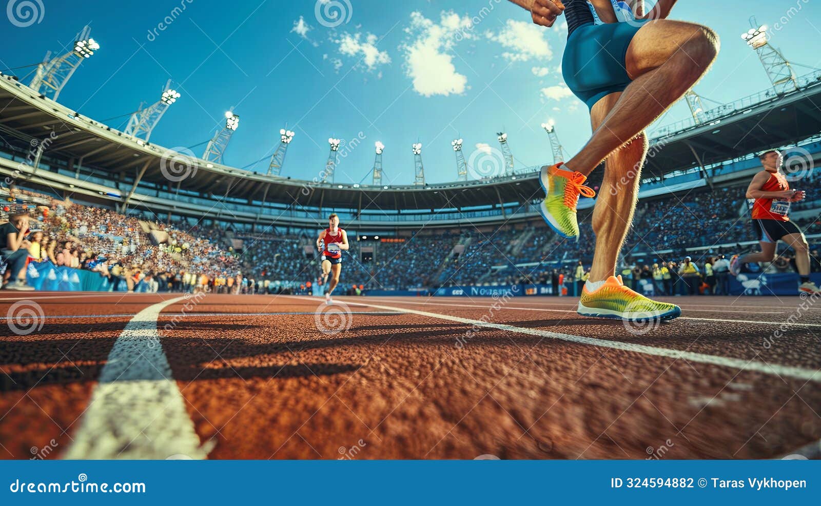 Runners Running on a Stadium, Summer Olympic Games Concept Stock ...