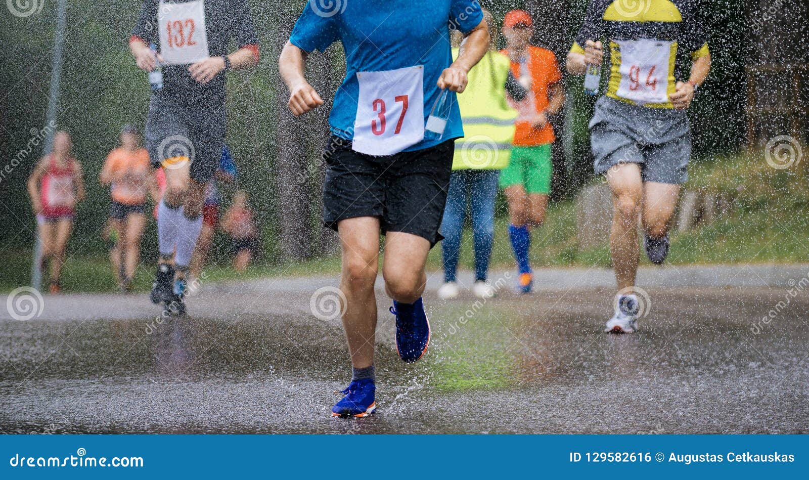 Runners Running Under Rain Drops City Marathon Stock Photo - Image of ...