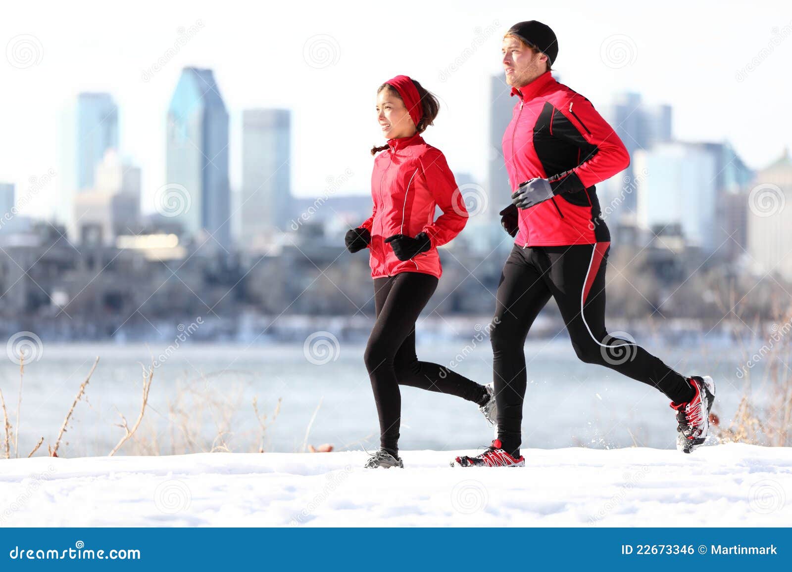 Runners Running in Winter City Stock Photo - Image of marathon, girl ...
