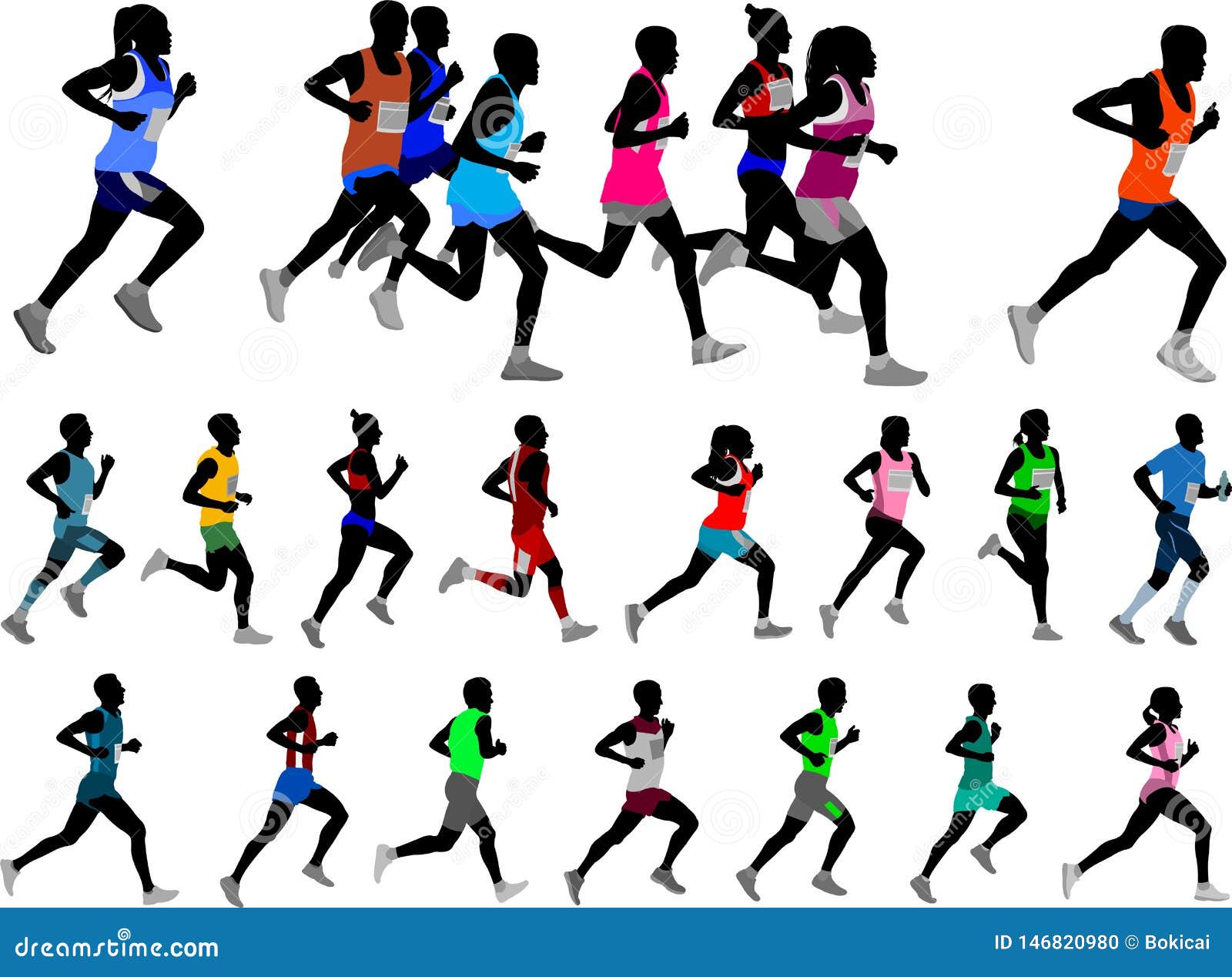 Runners Silhouettes Collection Stock Vector - Illustration of ...