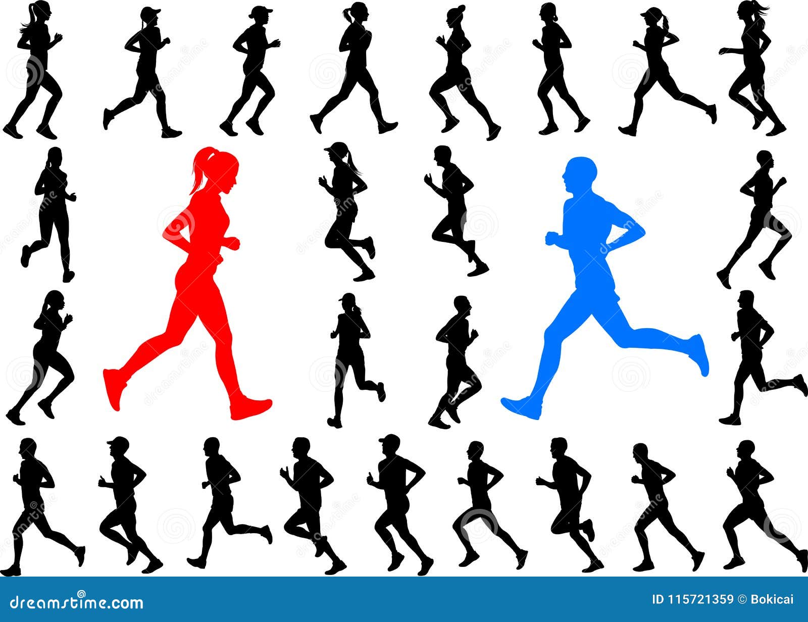 Runners Silhouettes Collection Stock Vector - Illustration of female ...
