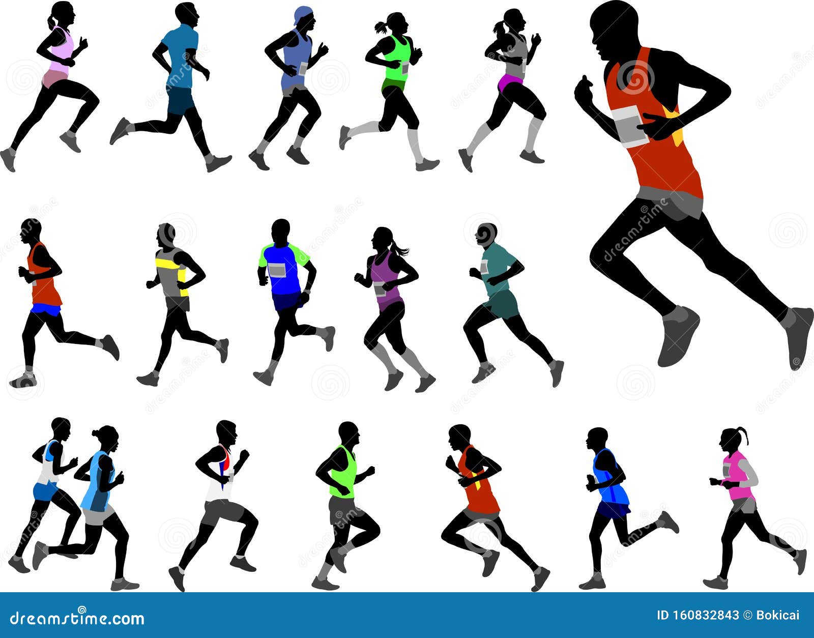 Runners Silhouettes Collection Stock Vector - Illustration of distance ...