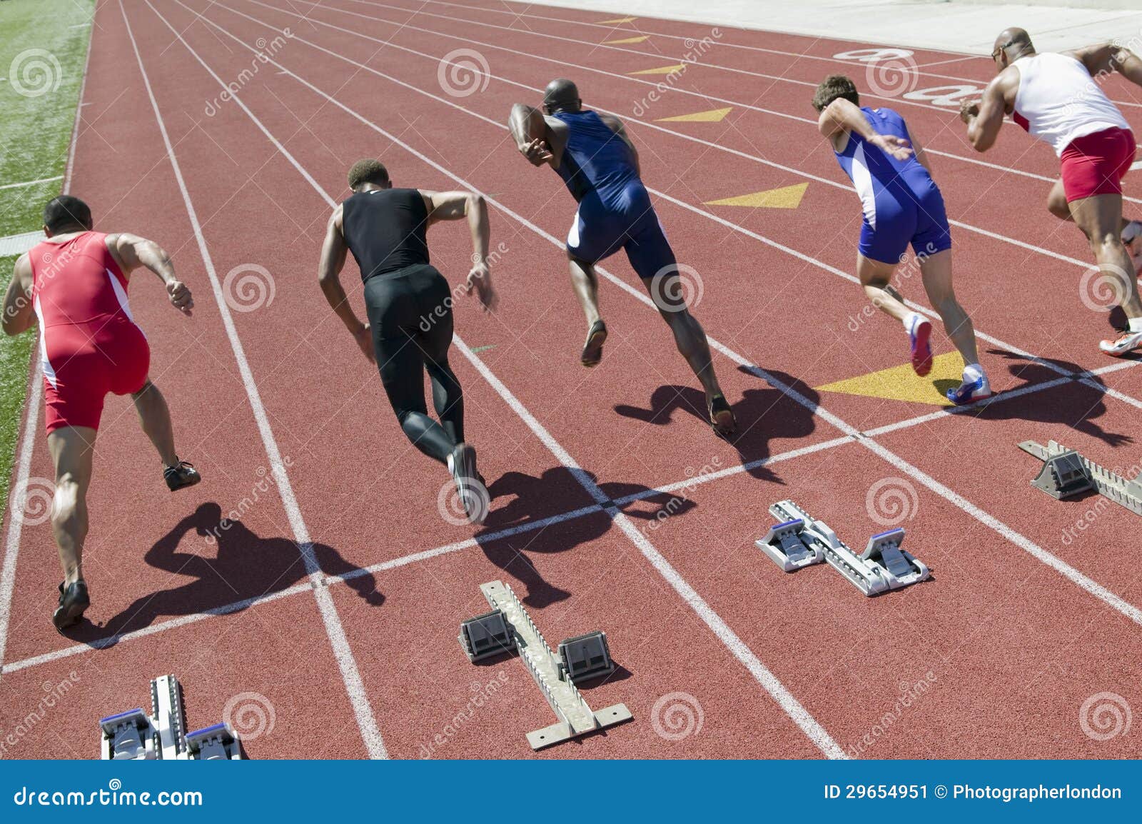 Runners Starting Race on Racetrack Stock Image - Image of athlete ...