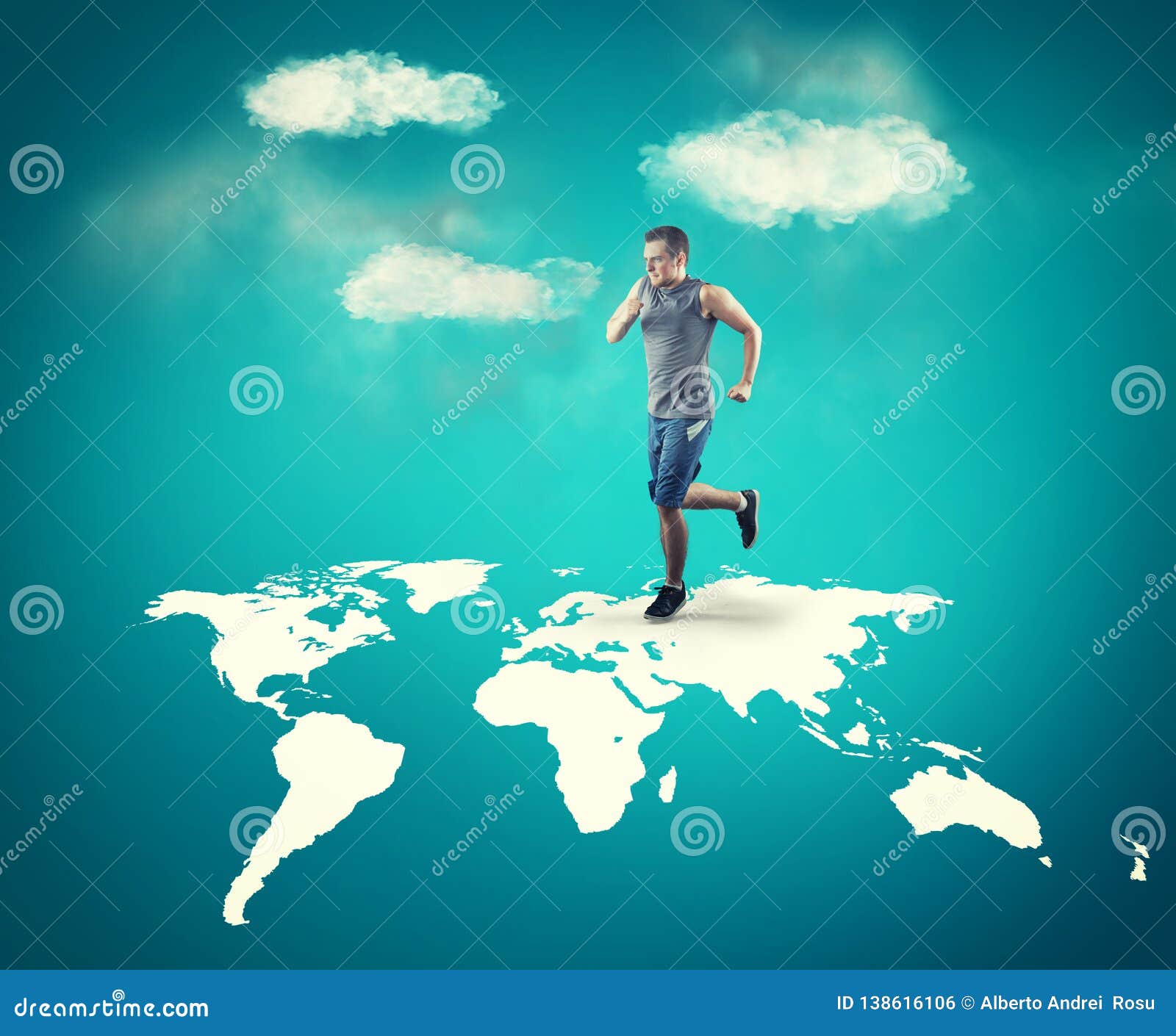 Running Across the World Map Stock Illustration - Illustration of ...