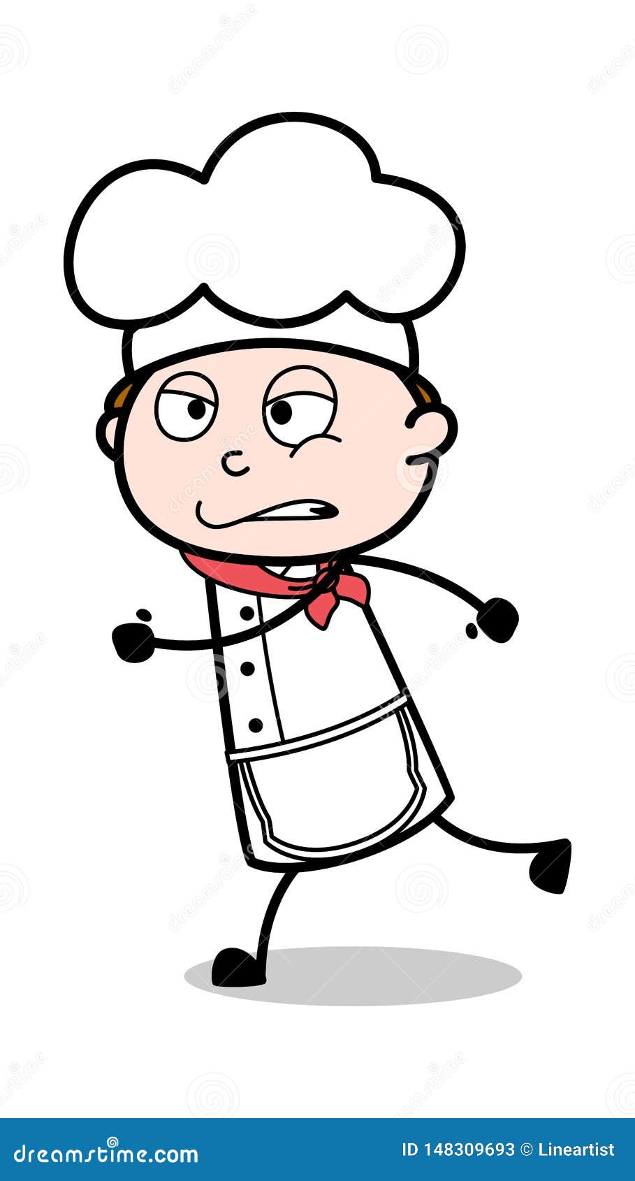 Running in Aggression - Cartoon Waiter Male Chef Vector Illustration ...