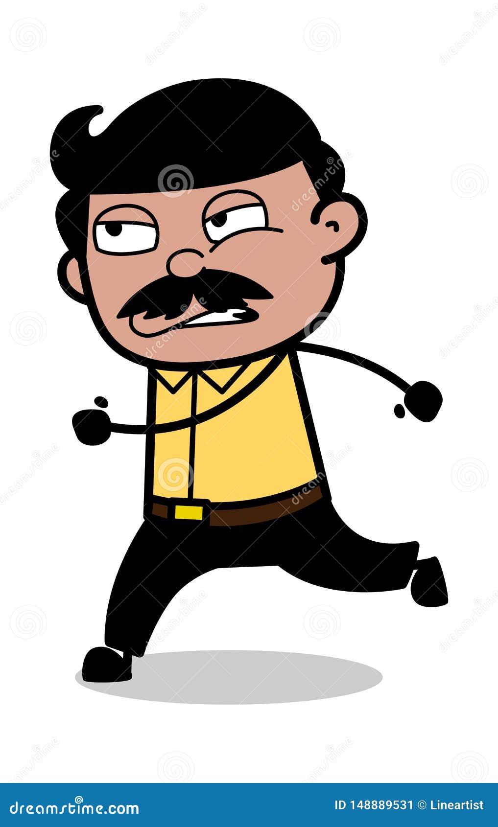 Running with Aggression - Indian Cartoon Man Father Vector Illustration ... Running with Aggression - Indian Cartoon Man Father Vector Illustration ...