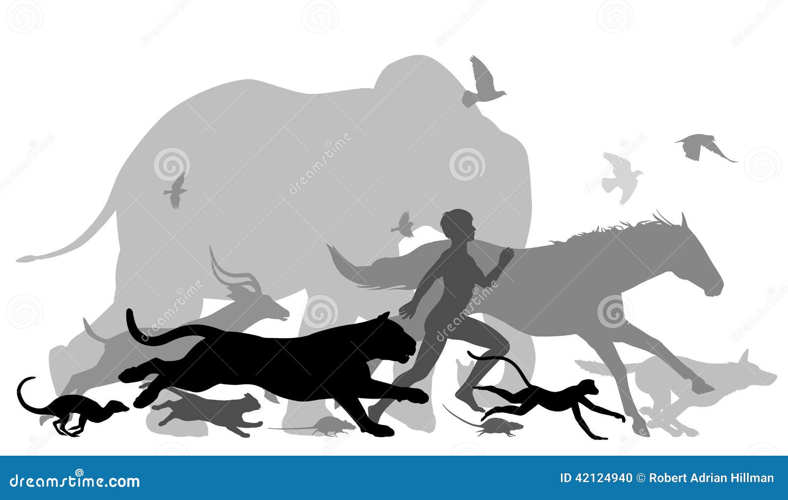 Running with animals stock vector. Illustration of scared - 42124940