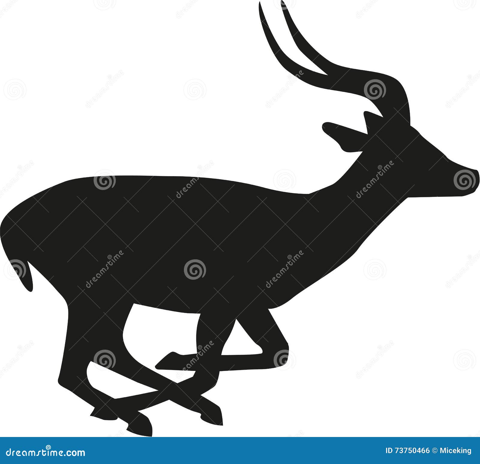 Running Antelope,vector Illustration , Black Silhouette ,profile ...