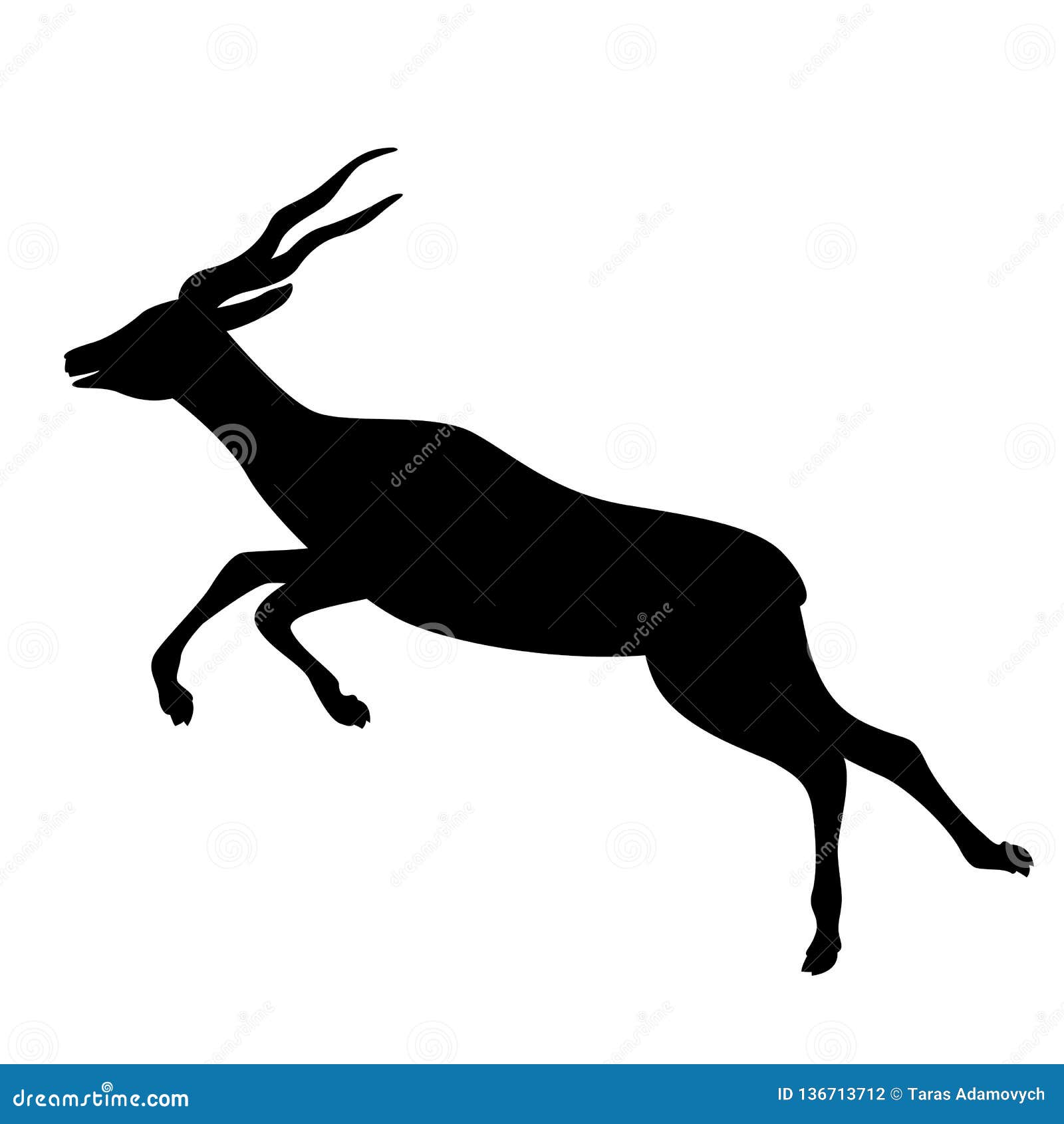 Running Antelope,vector Illustration , Black Silhouette ,profile Stock ...