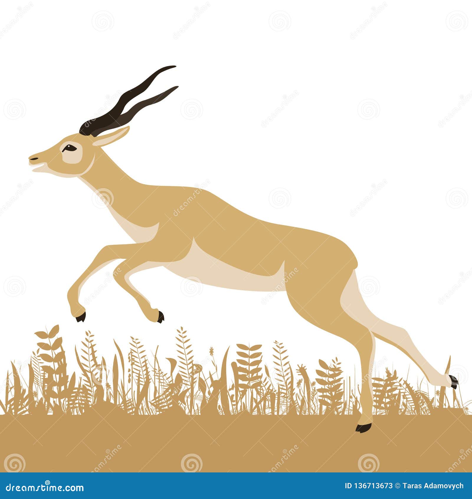 Running Antelope,vector Illustration ,flat Style, Profile Stock Vector ...