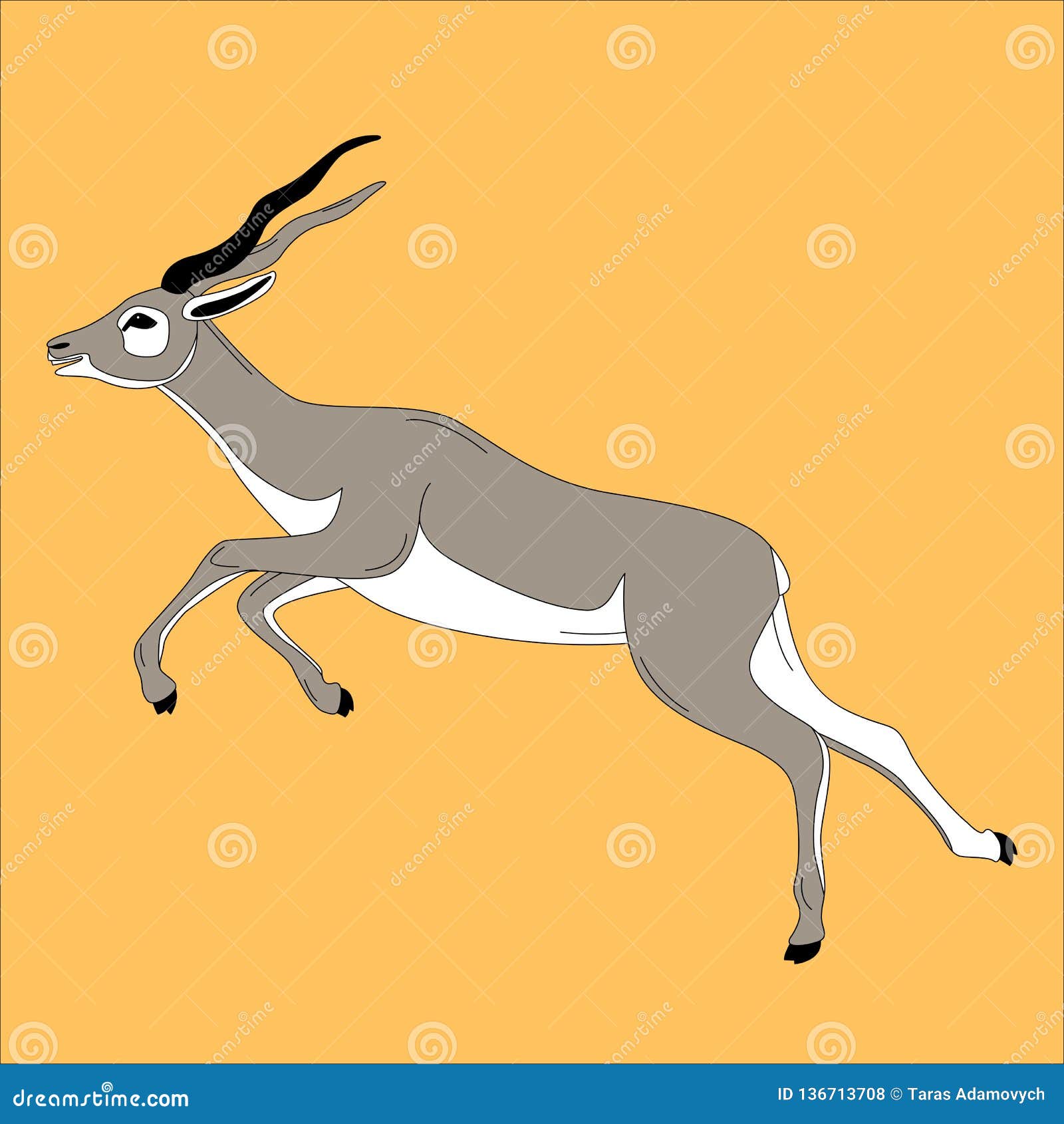 Running Antelope,vector Illustration ,flat Style, Profile Stock Vector ...