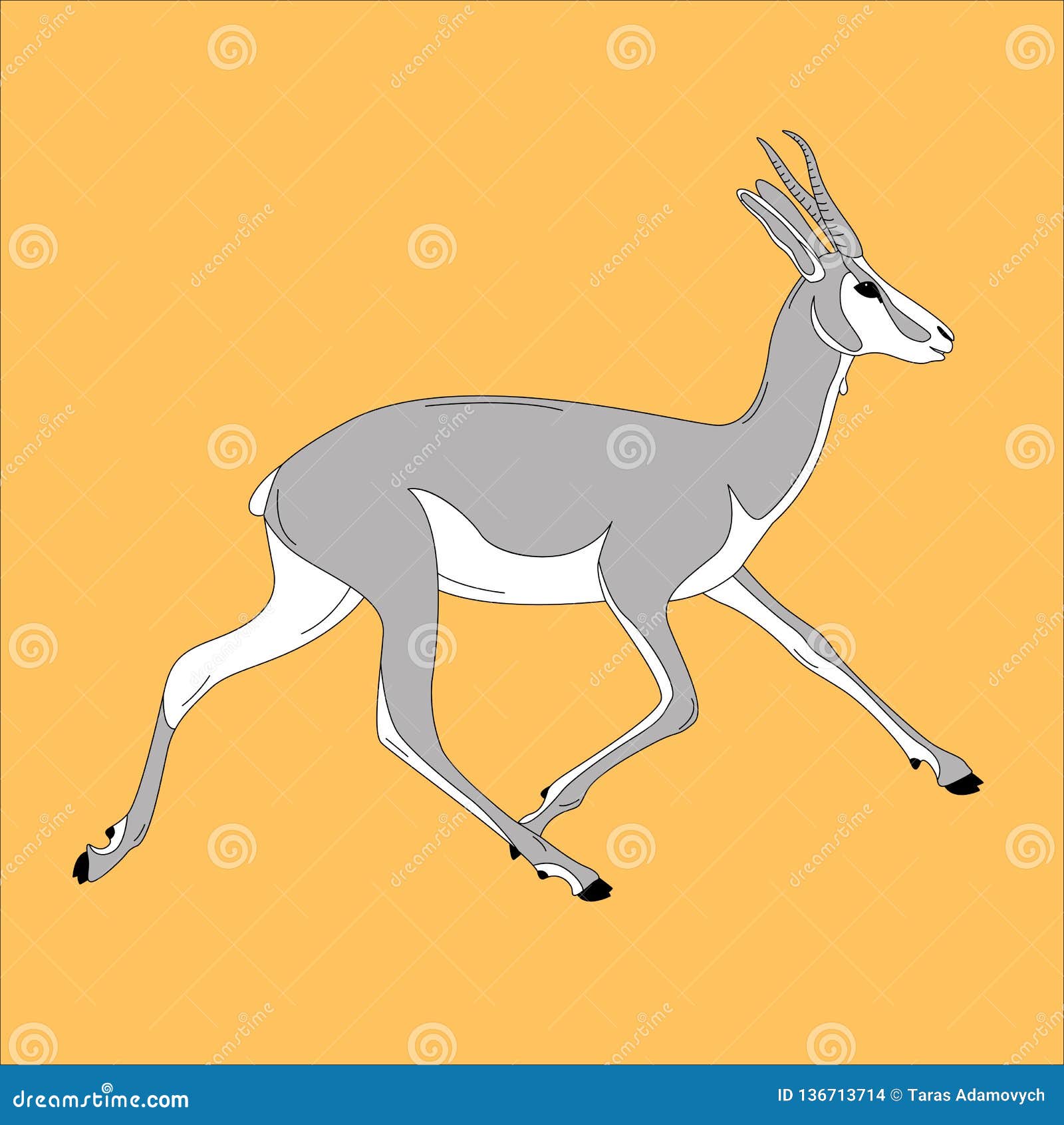 Running Antelope,vector Illustration , Black Silhouette ,profile ...