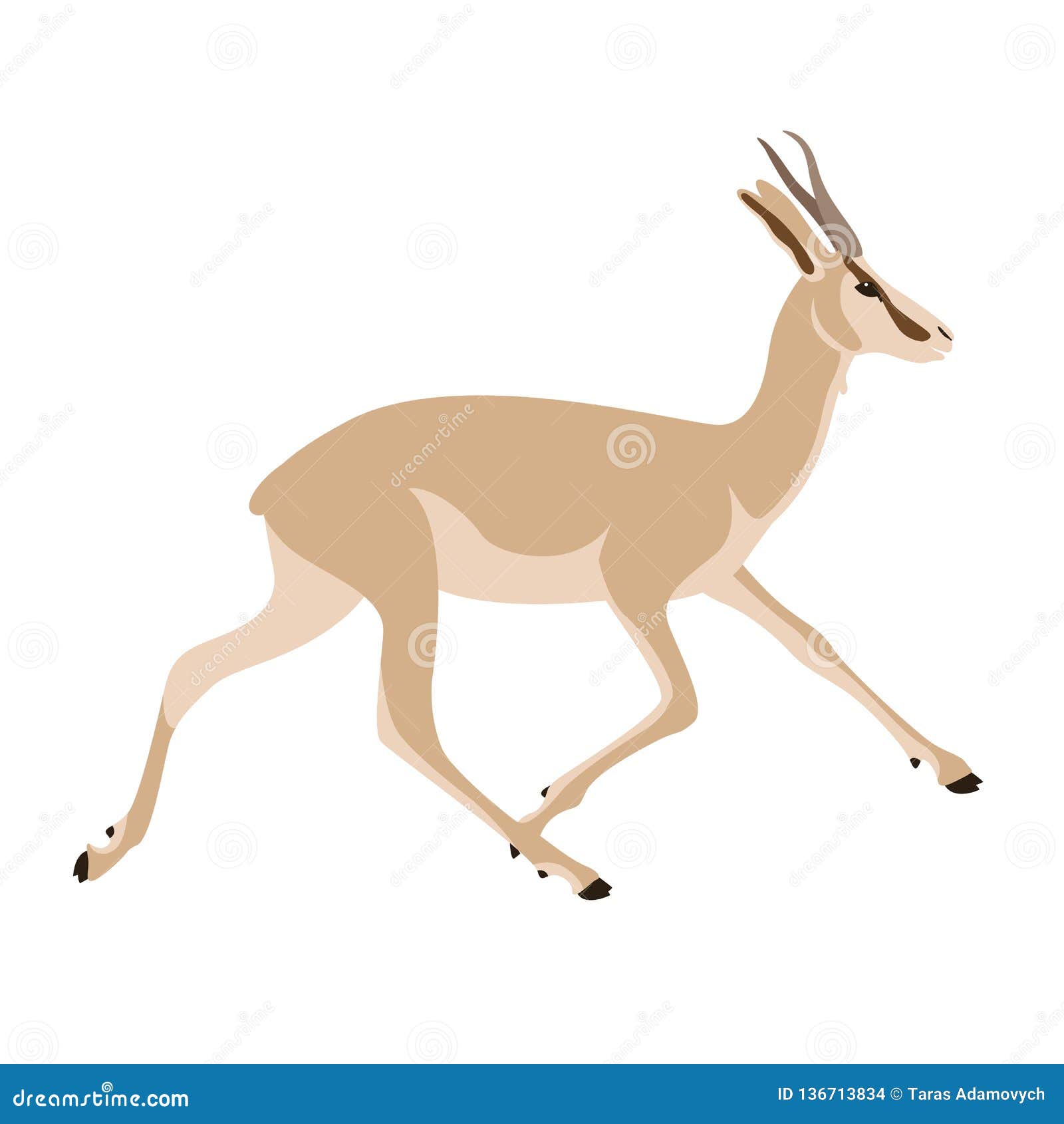 Running Antelope,vector Illustration , Black Silhouette ,profile ...