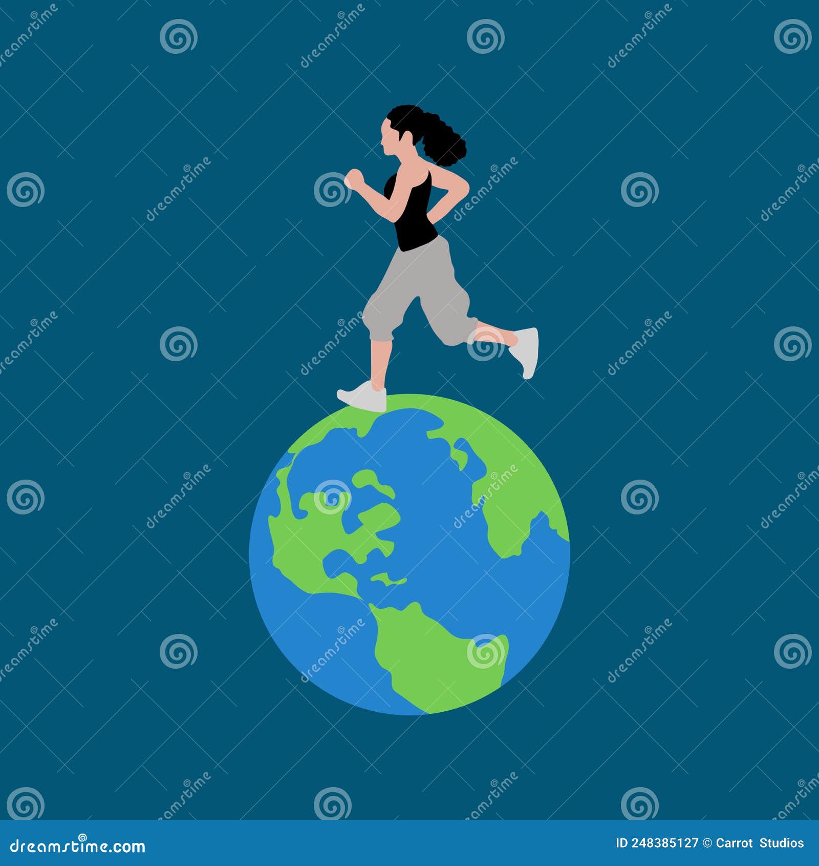 Running around the world stock illustration. Illustration of exercise ...