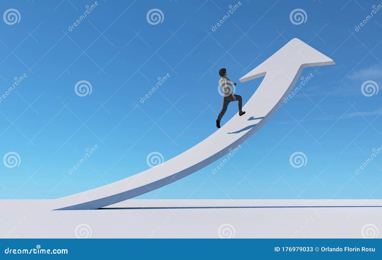 Man running up on a arrow stock illustration. Illustration of finance ...