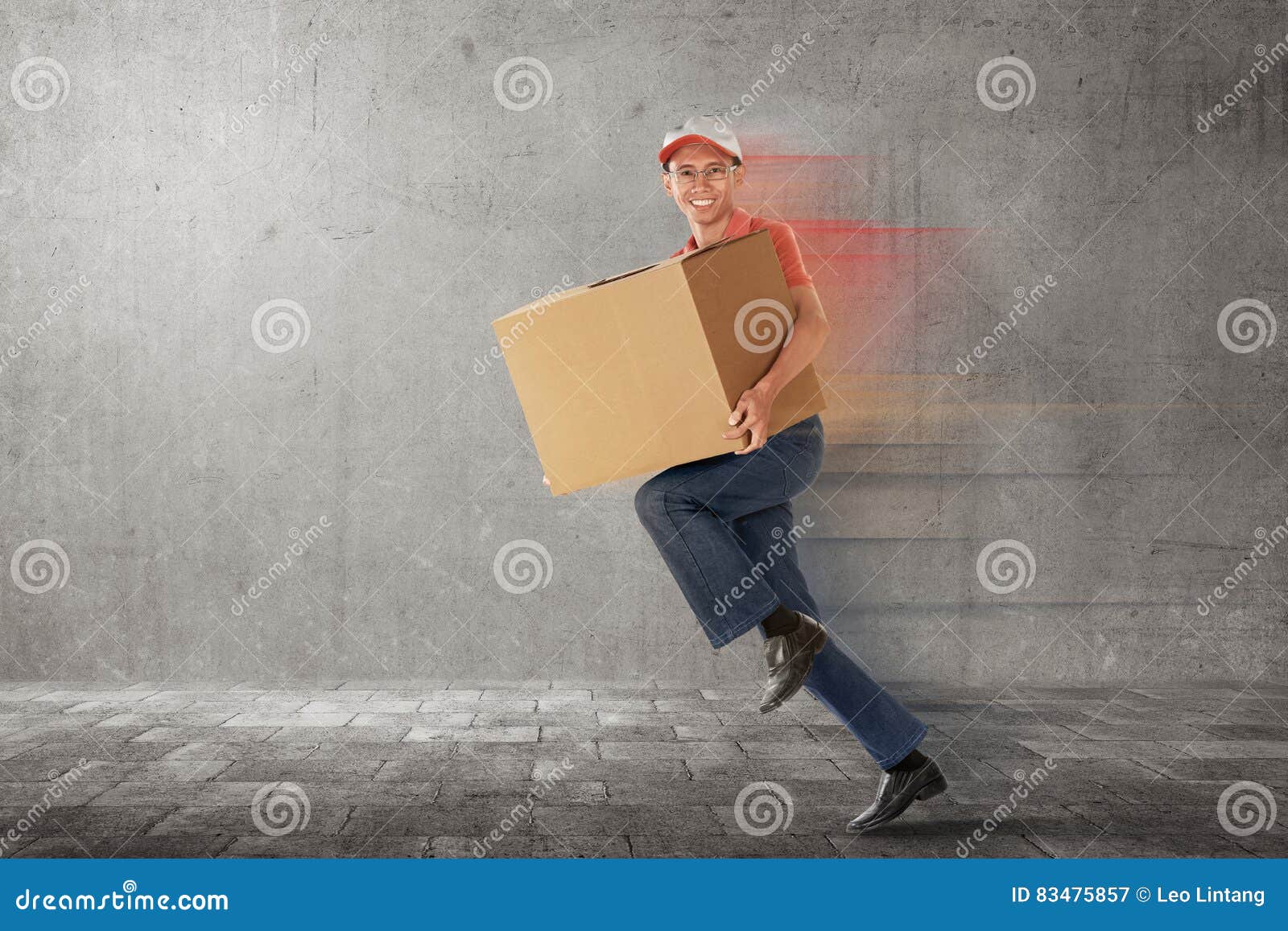 Running Asian Delivery Postman Stock Image - Image of parcel, male ...