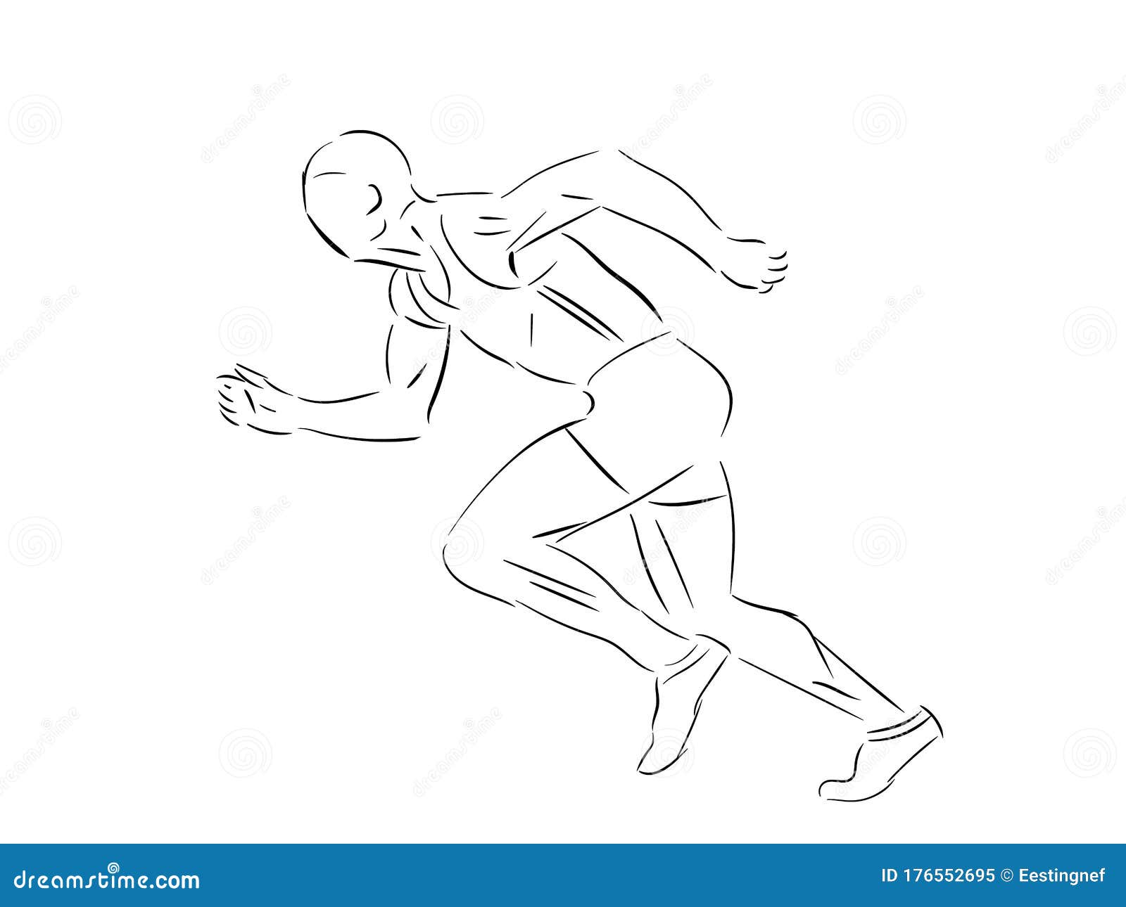 Running Athlete Man. Hand Drawn Stock Vector - Illustration of male ...