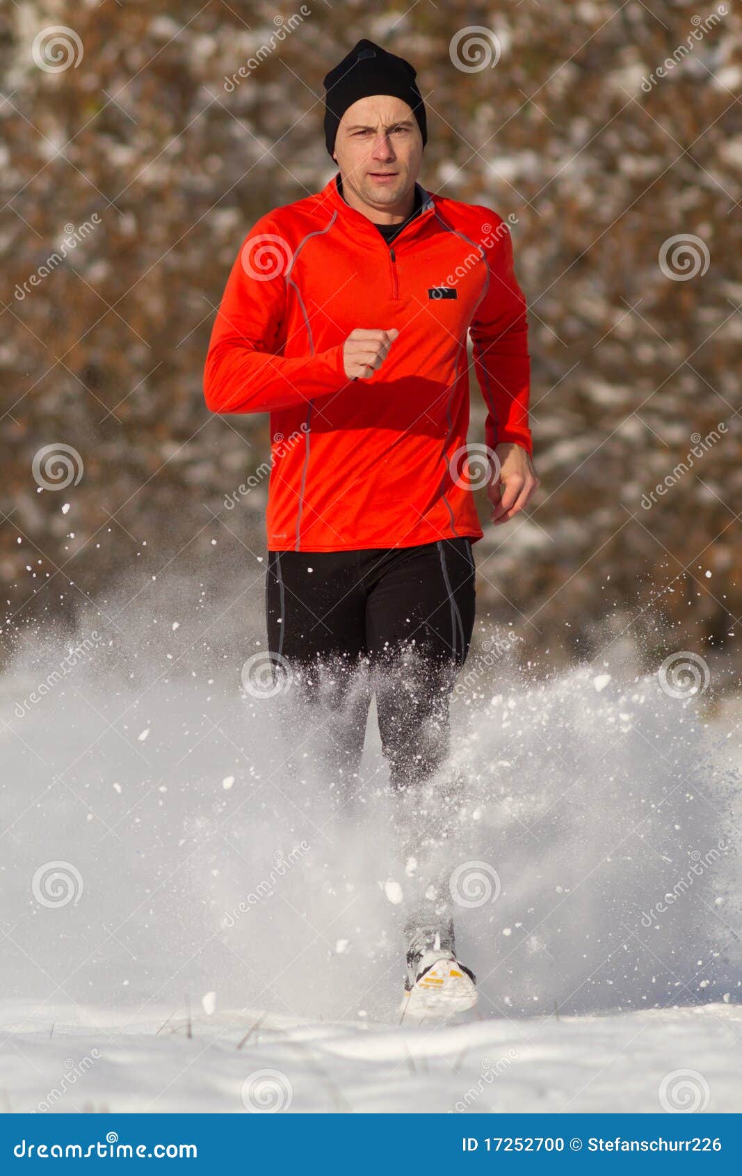 Running Athlete in the Snow Stock Photo - Image of competition, sport ...