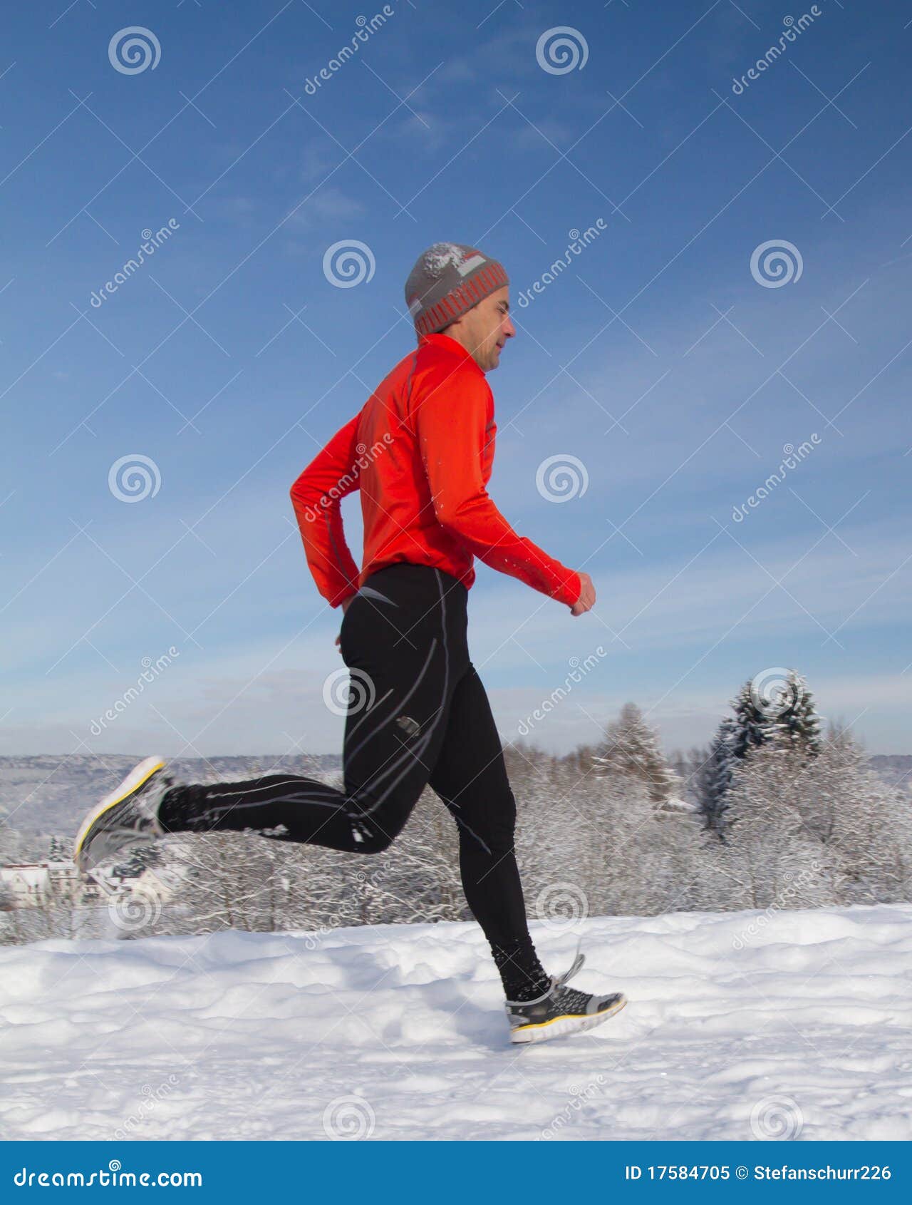 Running Athlete in the Snow Stock Image - Image of sportsman, runner ...