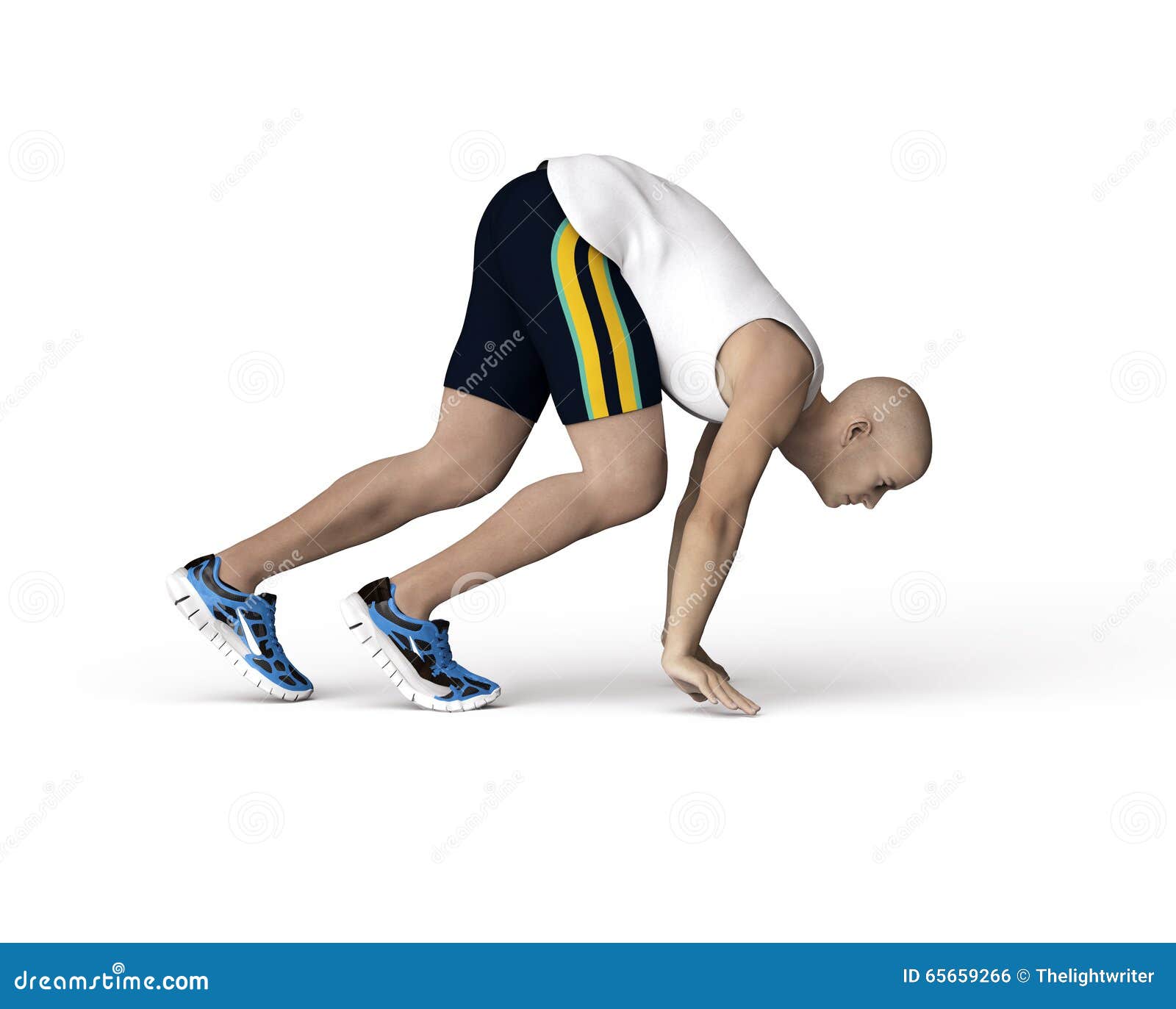 Running Athletes in Start Position Isolated on White Stock Photo ...