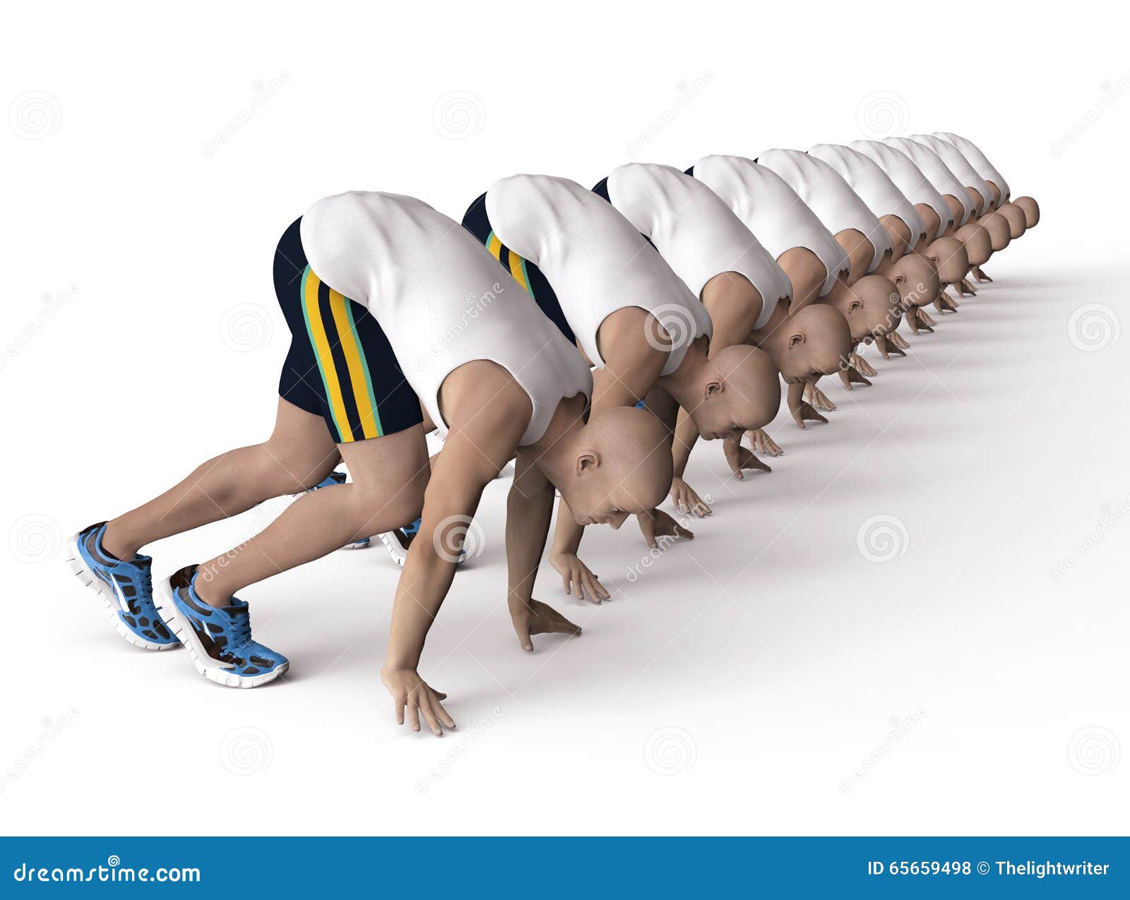 Running Athletes in Start Position Isolated on White Stock Illustration ...