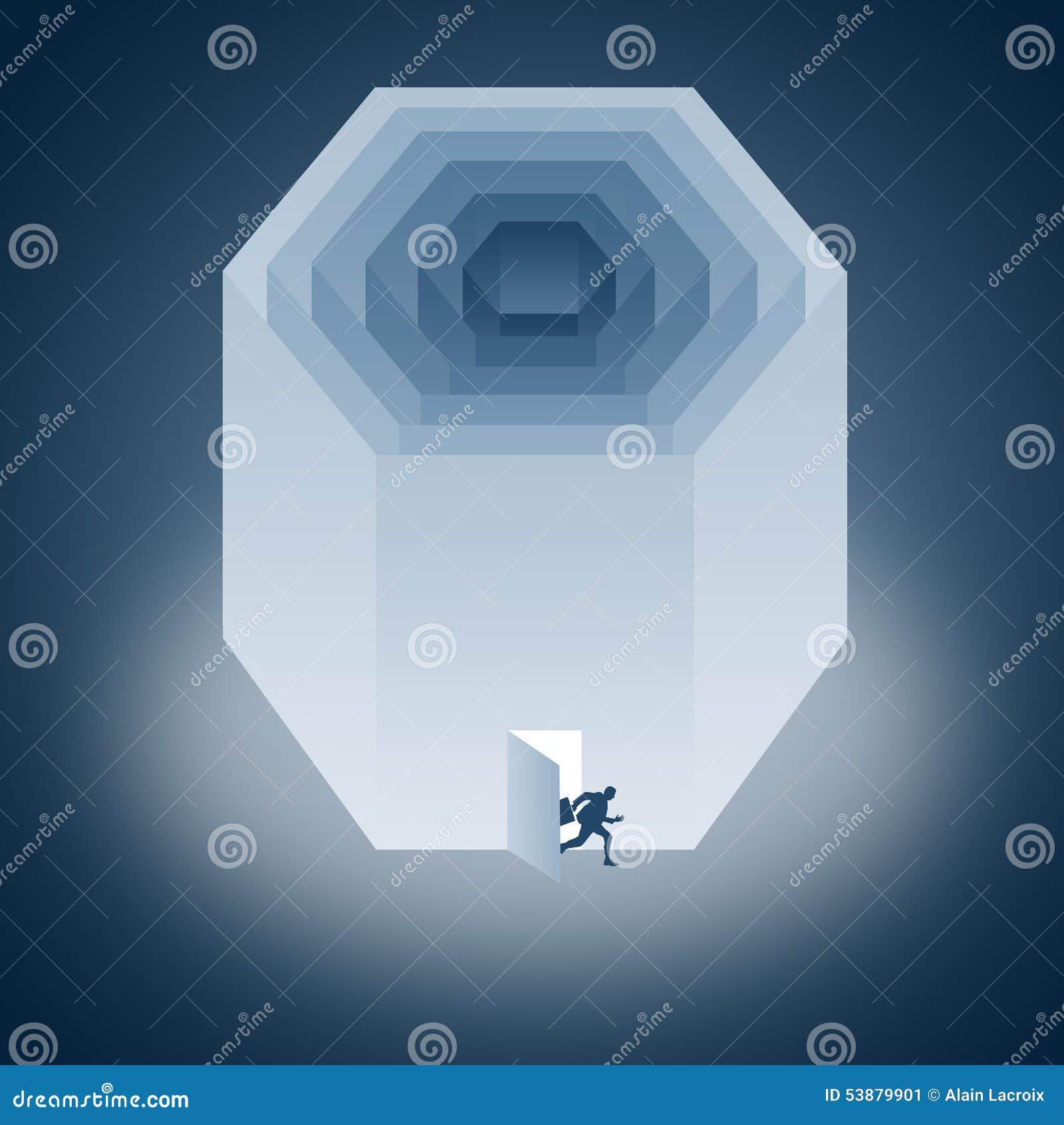 Mysterious Man Running In Dark Night Illustration Stock Photo ...