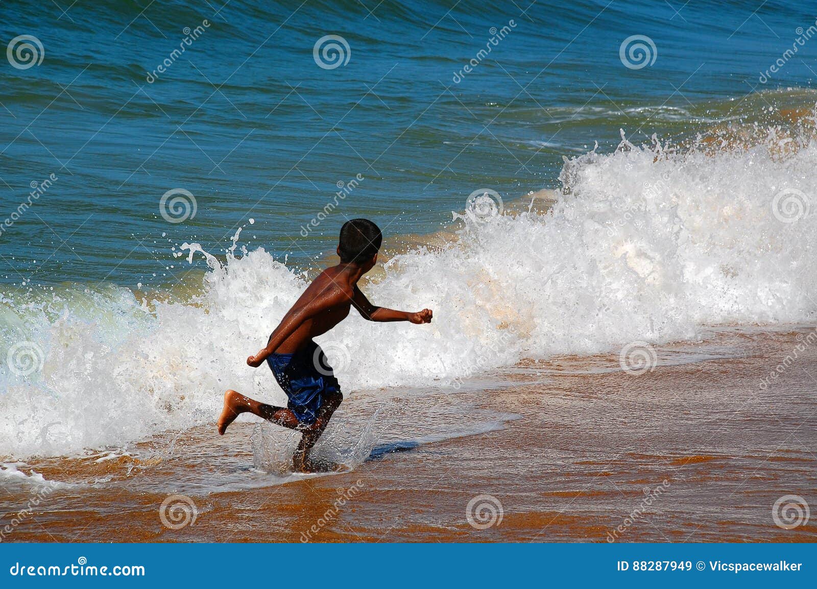 Running Away from the Waves Editorial Stock Image - Image of single ...