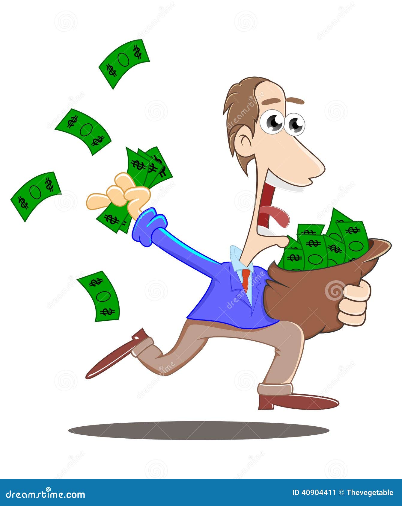Running with a Bag of Money Stock Illustration - Illustration of hold ...