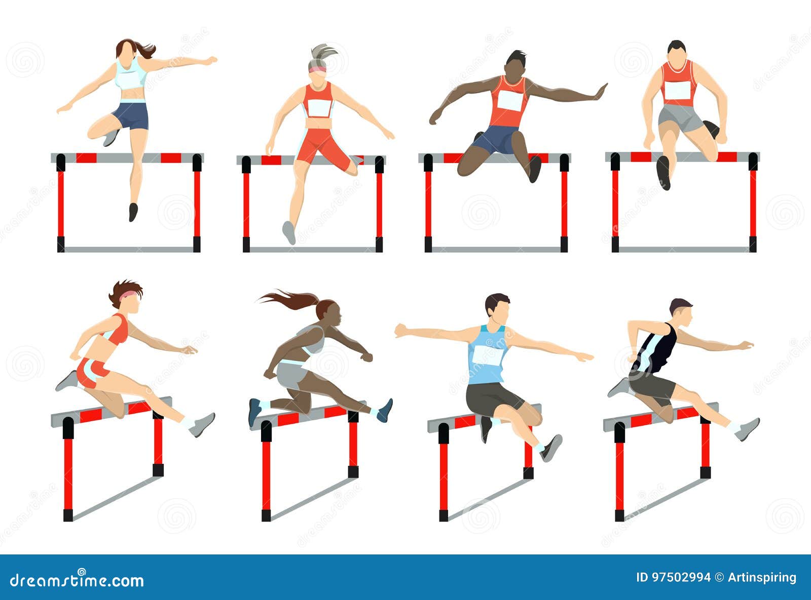 Running with barrier. stock vector. Illustration of athletics - 97502994
