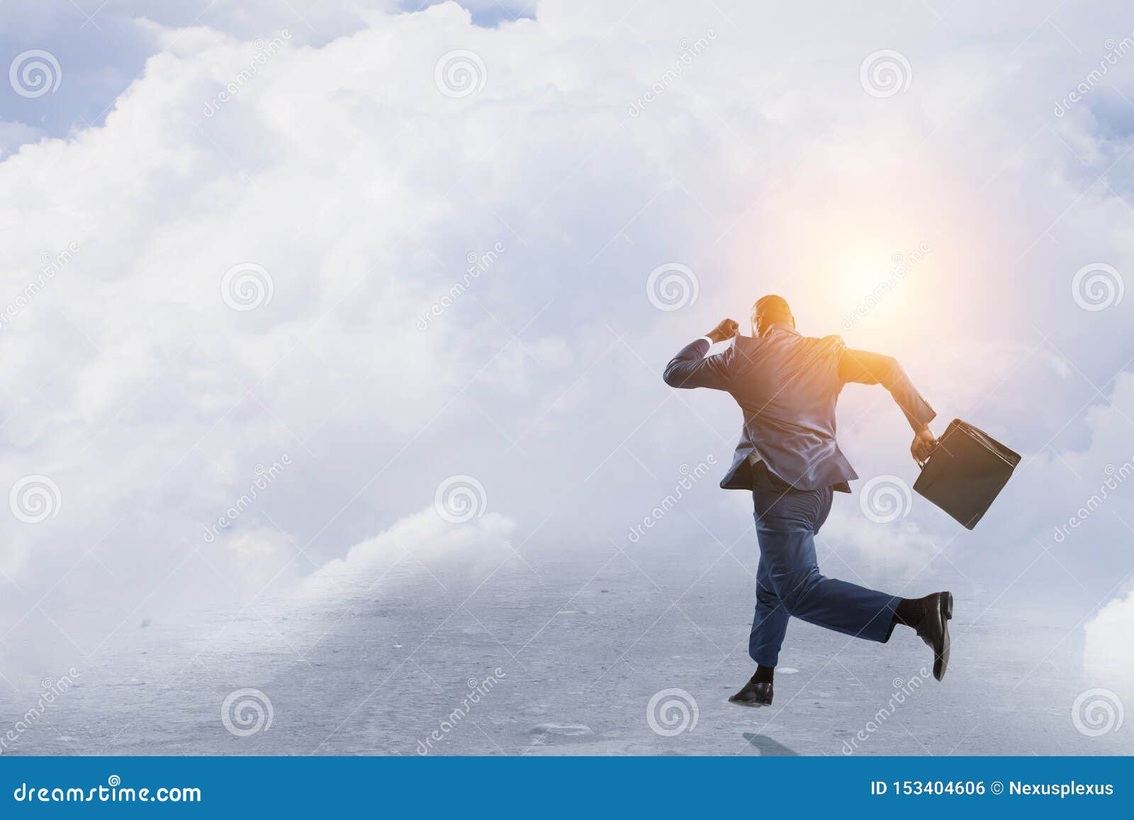 Running Black Businessman with Briefcase Stock Photo - Image of hurry ...