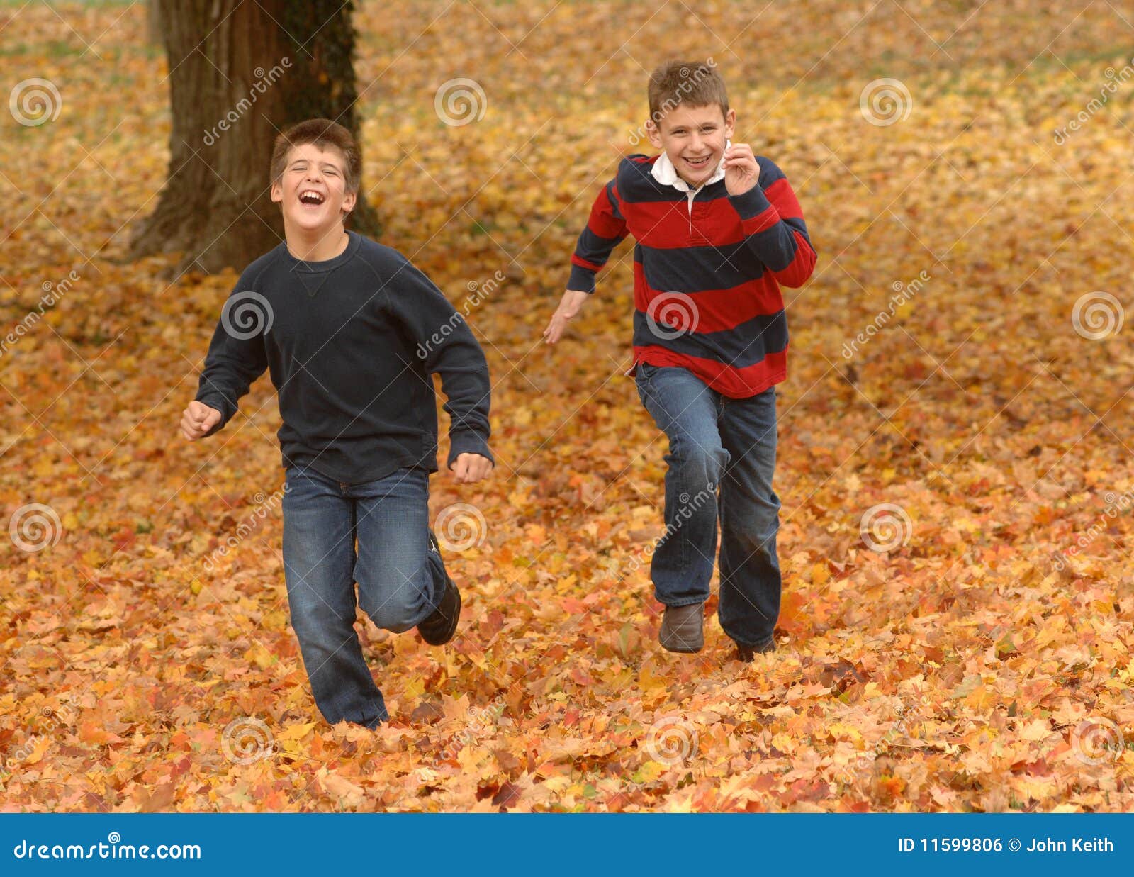 Running boys stock photo. Image of fall, autumn, children - 11599806