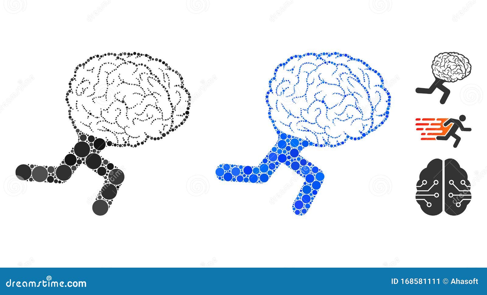 Running Brain Composition Icon of Round Dots Stock Vector ...