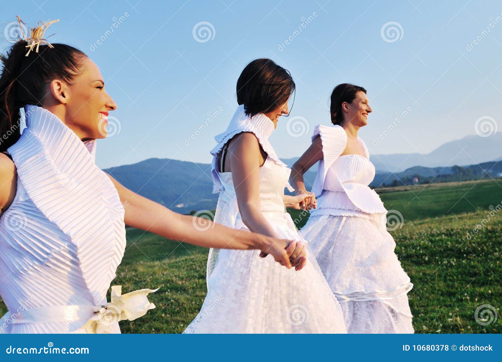 Running bride... stock photo. Image of grass, adult, alone - 10680378