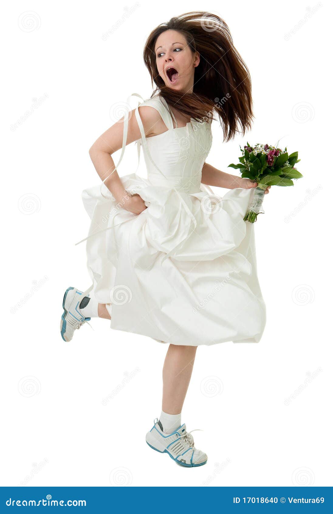 Running bride stock photo. Image of isolated, bride, cute - 17018640