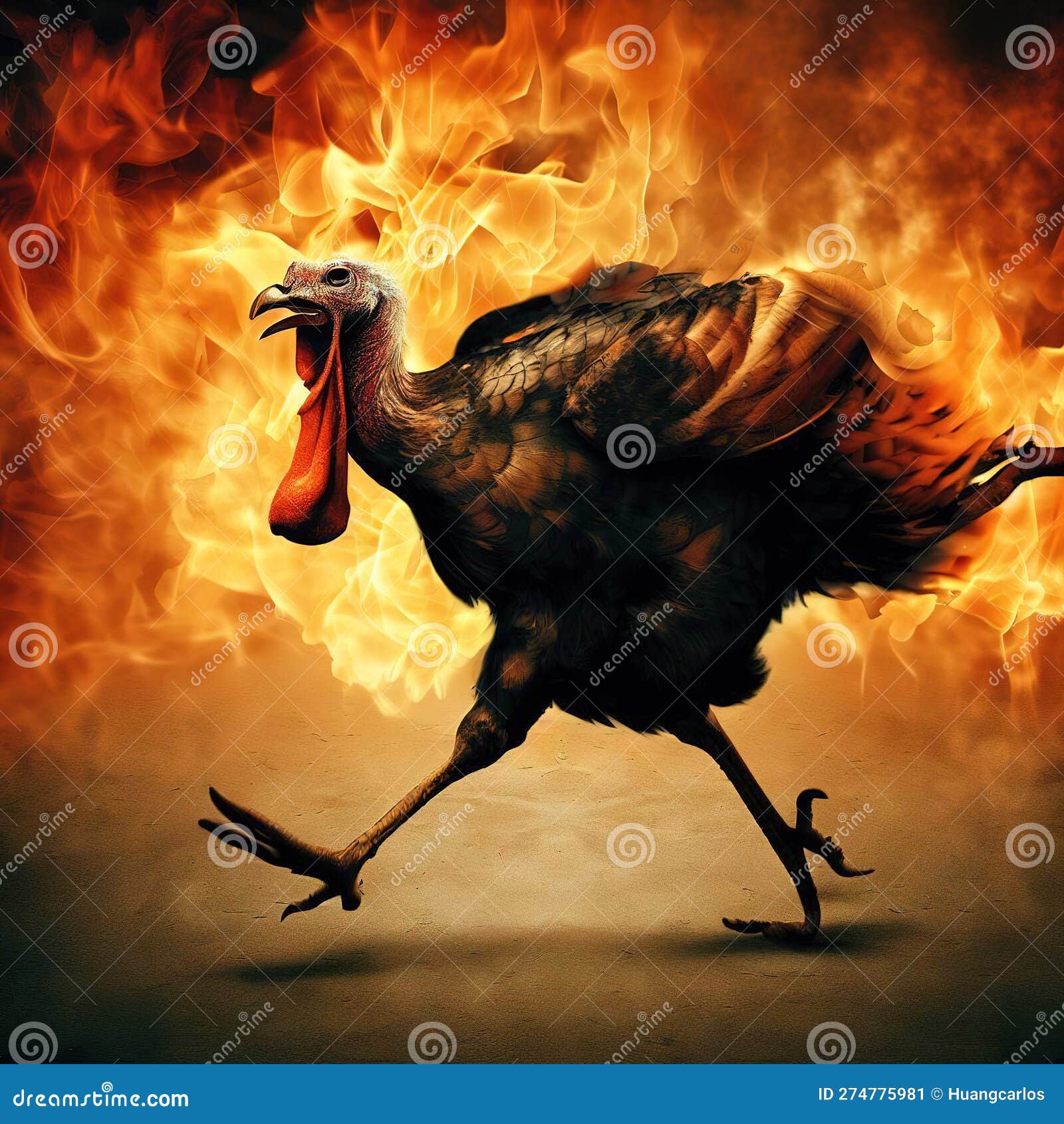 Running the Burning Turkey in Thanksgiving Day with Generative AI Stock ...